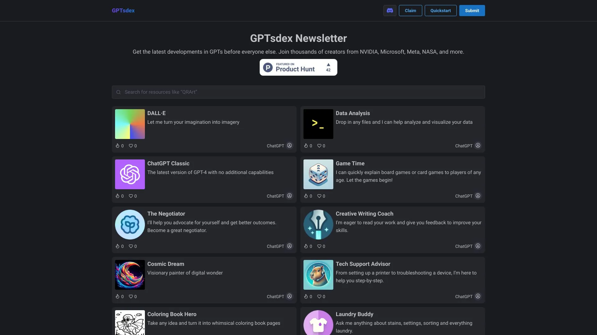 GPTsdex: Explore Custom GPTs for AI Creativity and Collaboration | Creati.ai