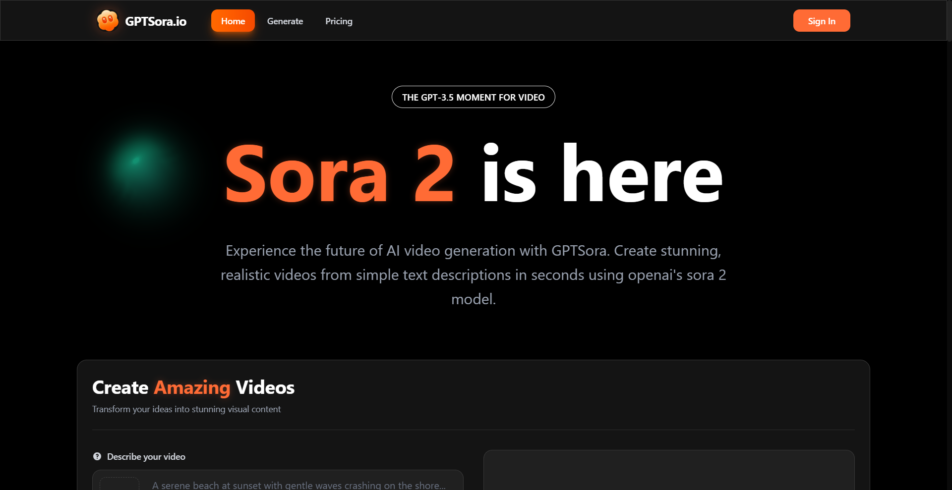 GPT Sora 2 - 창작 콘텐츠를 위한 AI 영상 생성 플랫폼 | Creati.ai