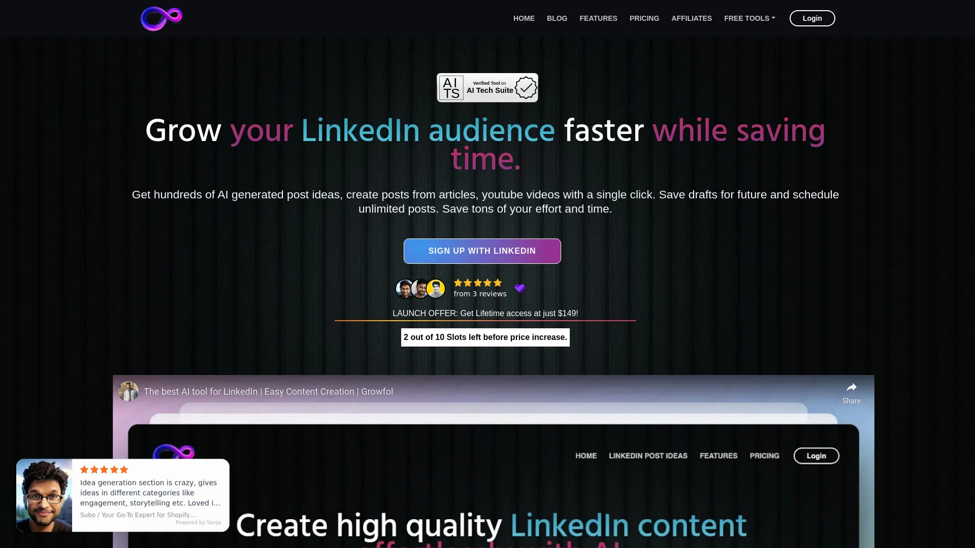 Growfol: Effortless LinkedIn Content Creation with AI | Creati.ai