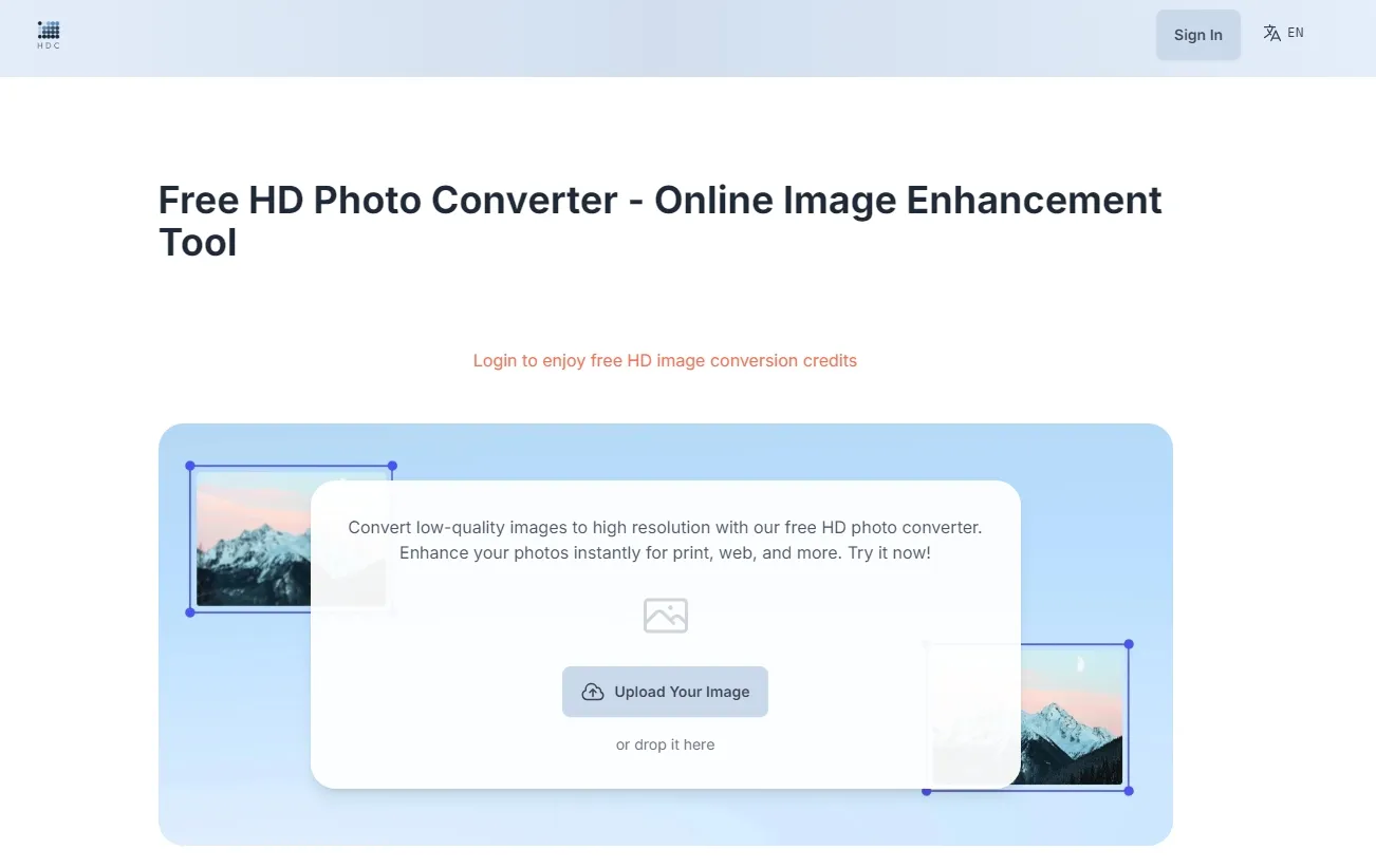 HD Photo Converter: Mejora la Calidad de Imagen sin Esfuerzo | Creati.ai