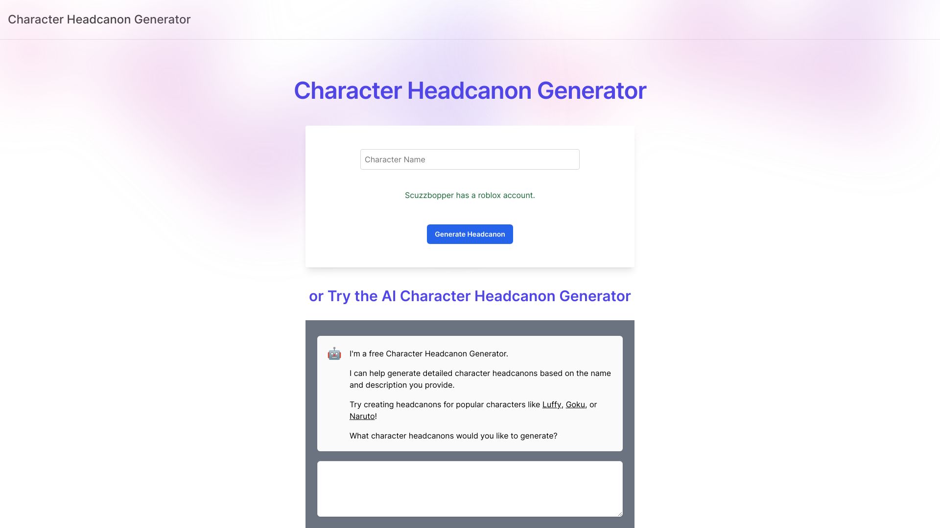 Character Headcanon Generator - AI-Powered Creativity | Creati.ai