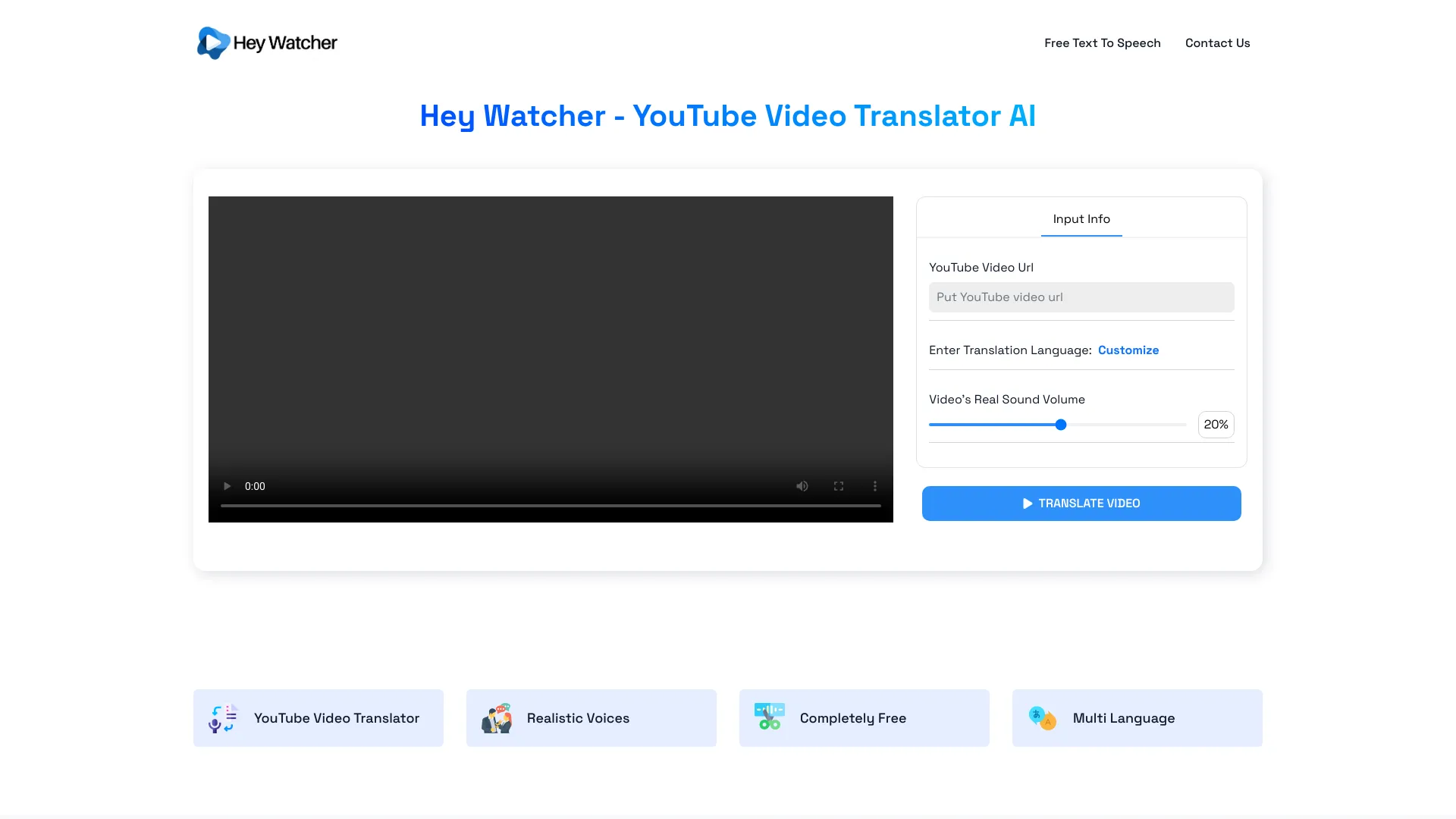 Hey Watcher - Free YouTube Video Translator AI | Creati.ai