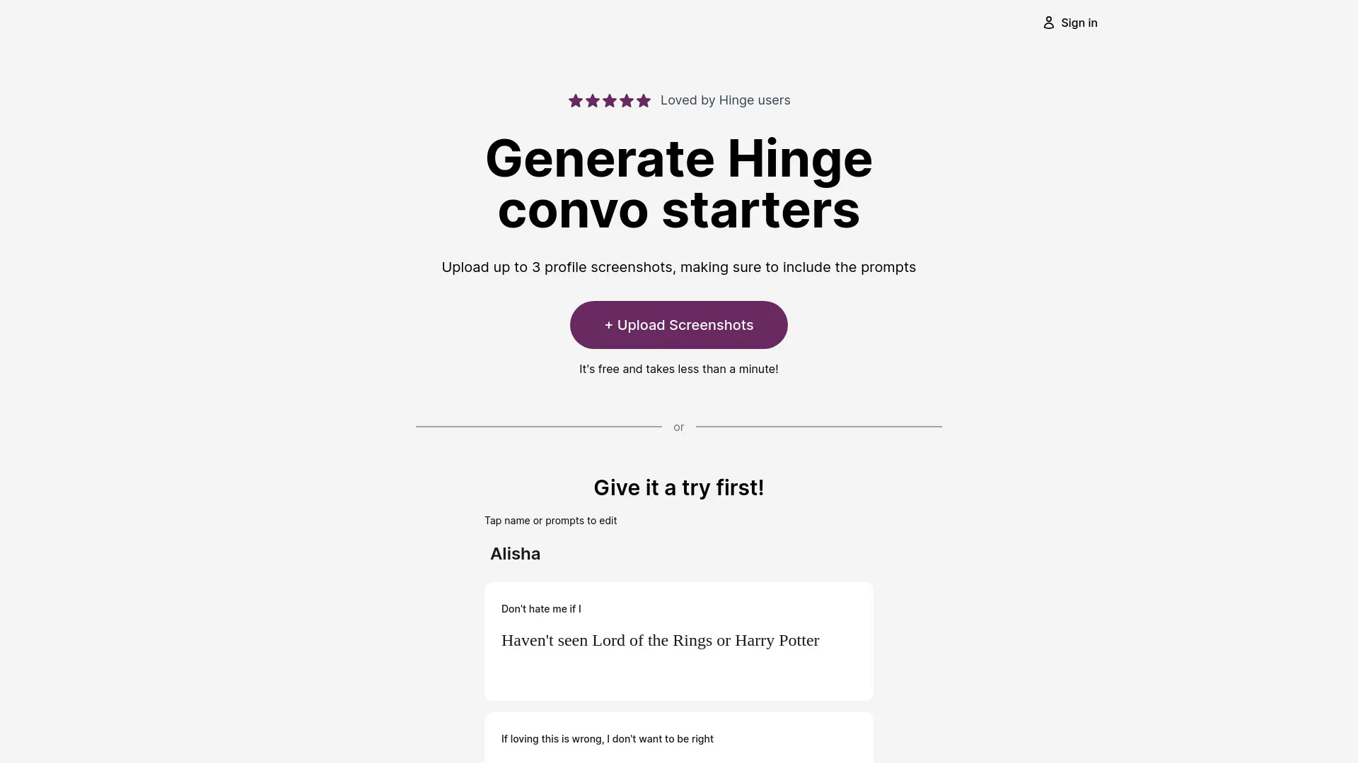 Hinge Openers AI: Your Personal Conversation Starter | Creati.ai