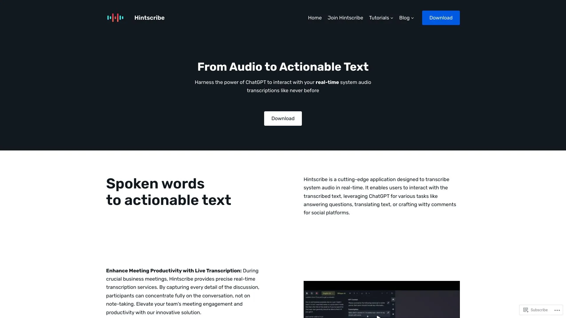 Hintscribe - Real-Time Audio Transcription with ChatGPT Integration | Creati.ai