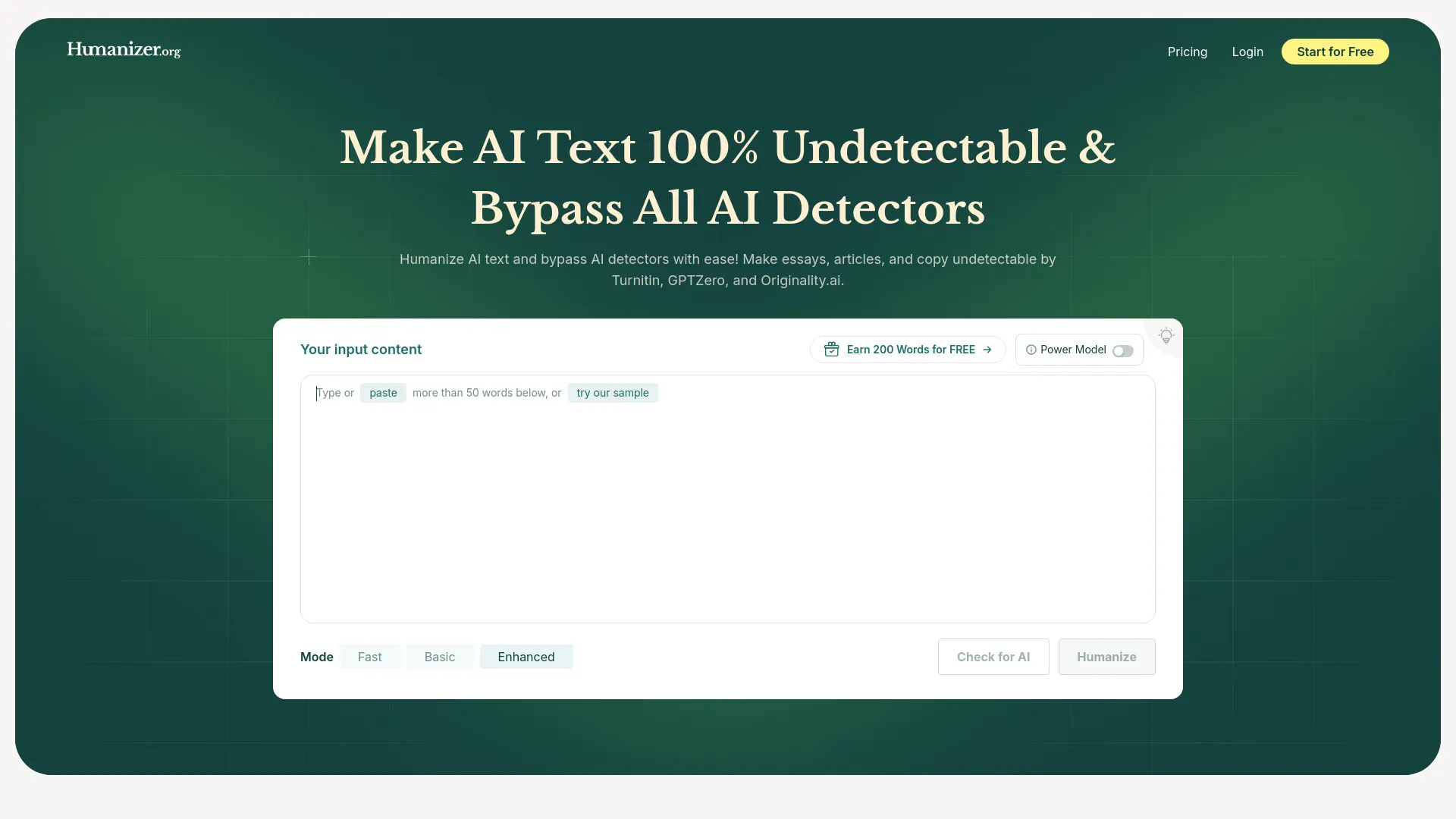 Humanizer.org - Make AI Text 100% Undetectable | Creati.ai