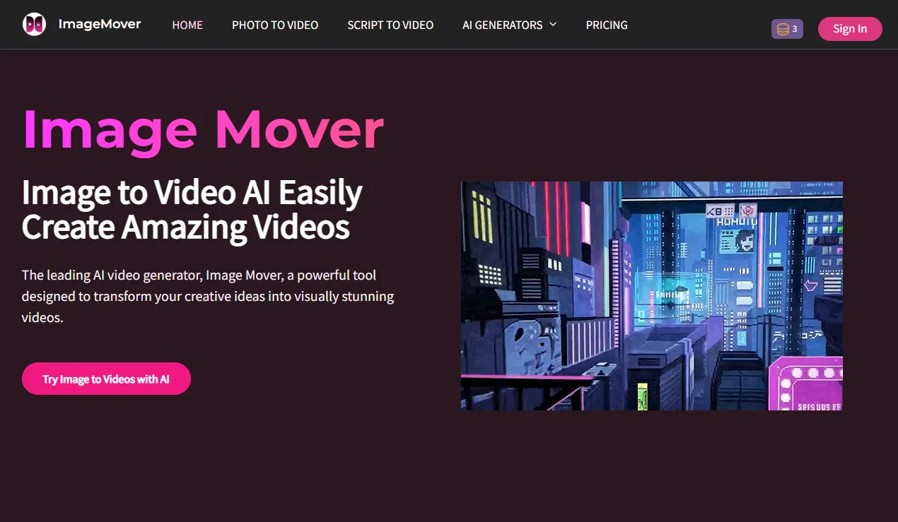 AI-Powered Image to Video Converter - ImageMover | Creati.ai