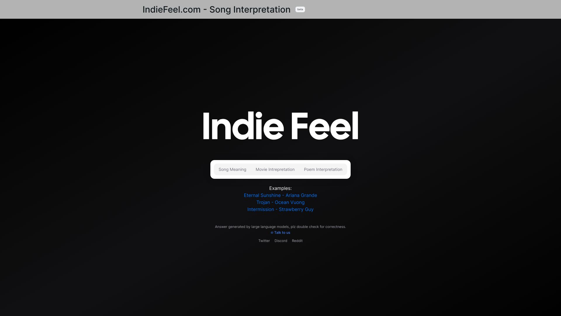 Indie Feel - AI-Powered Song Insights and Stories | Creati.ai