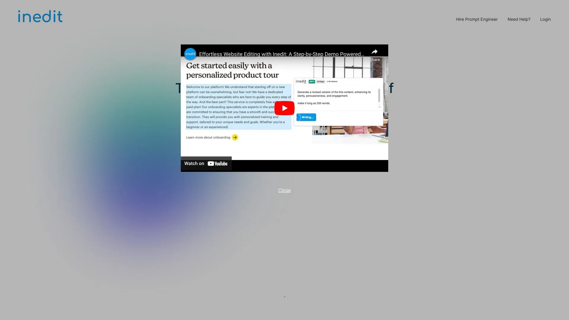 Edición sin esfuerzo en la página con los modelos GPT de Inedit | Creati.ai