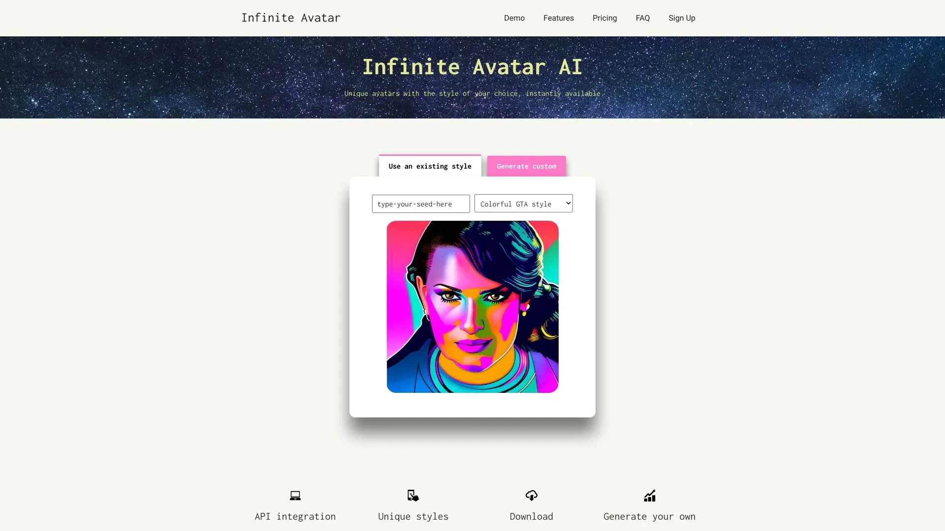 Create Unique Avatars with Infinite Avatar AI | Creati.ai