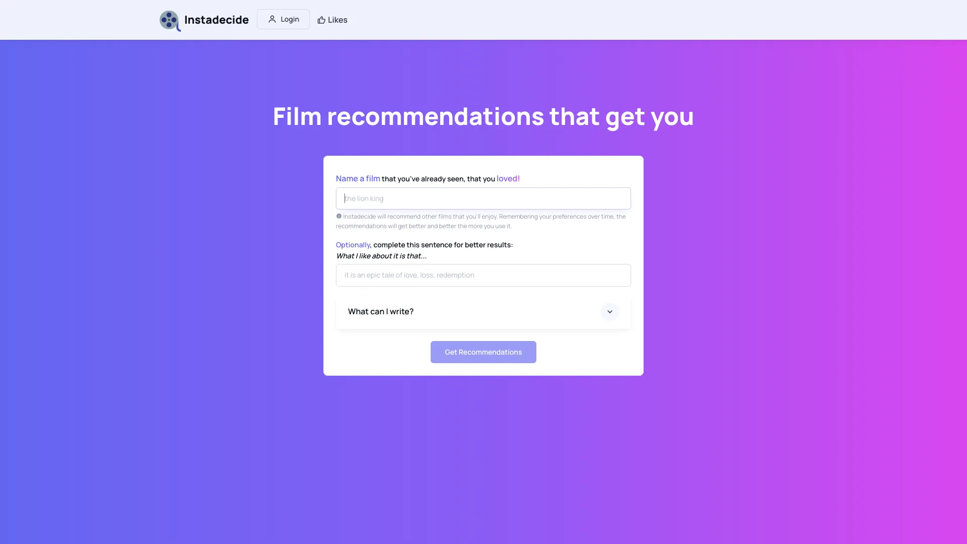 Instadecide: AI-Powered Movie Recommendations | Creati.ai