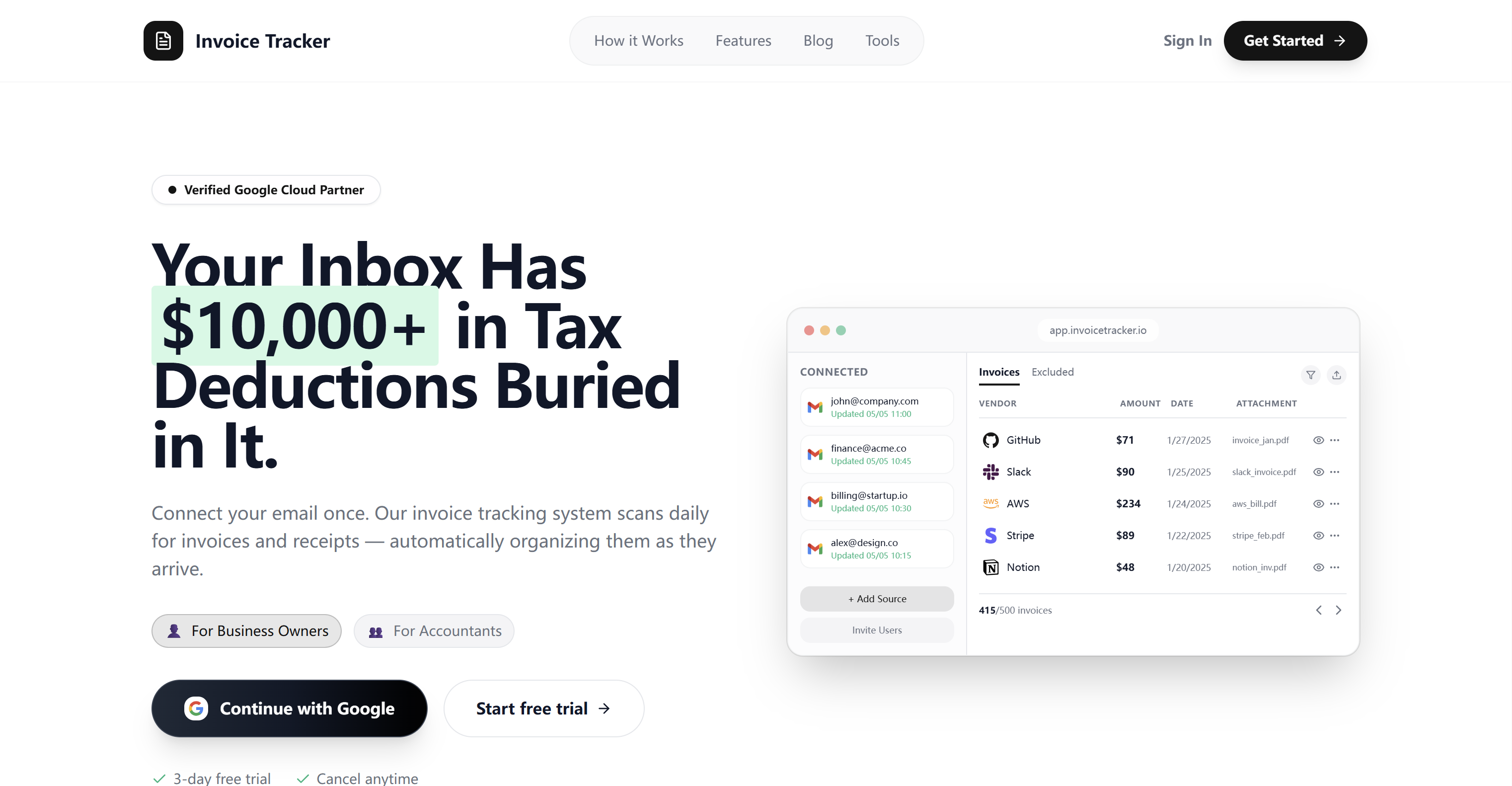 Invoice Tracker | Extracción automática de facturas y sincronización ...