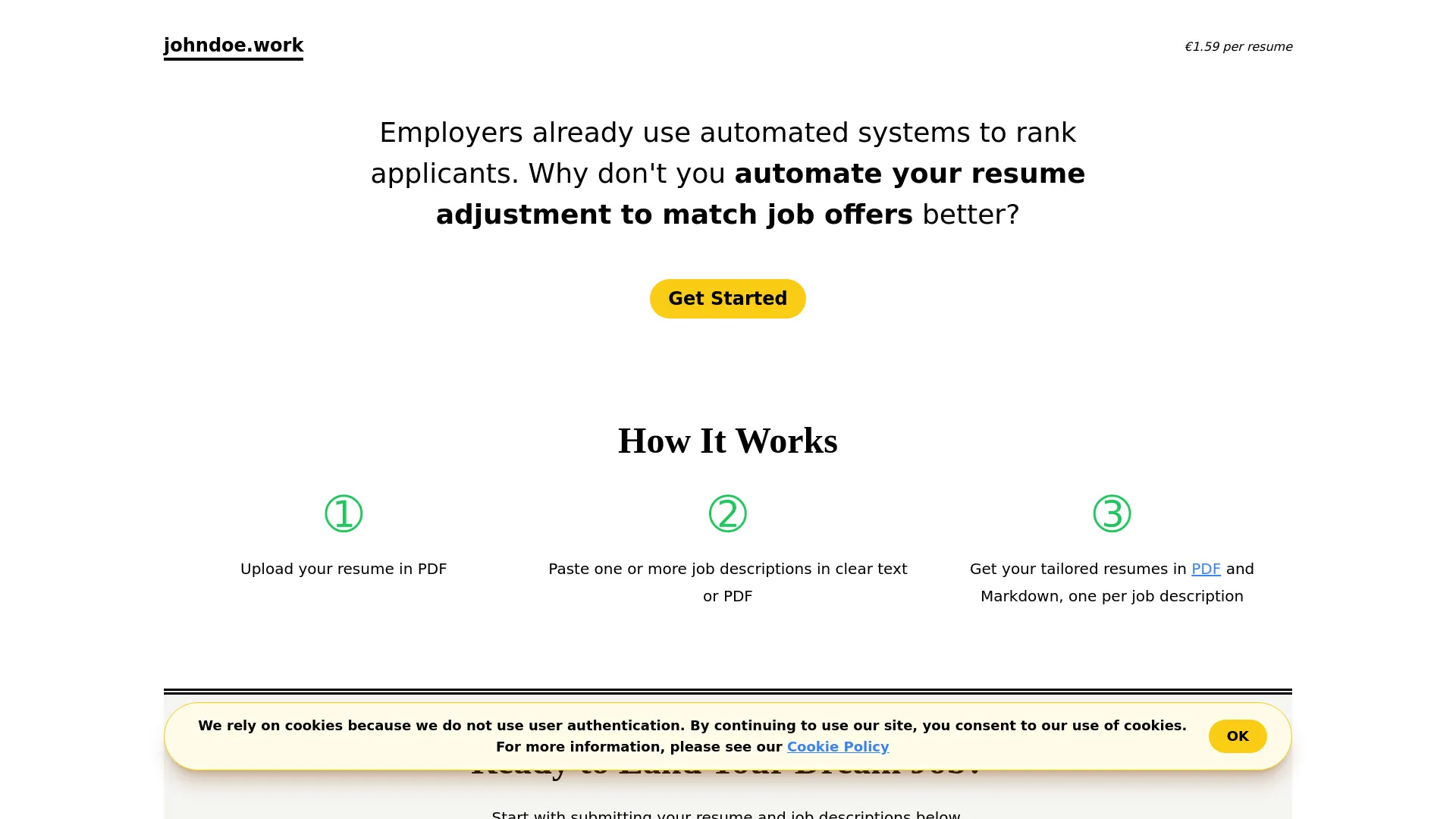 Tailor Your Resume to Job Descriptions | JohnDoe.Work | Creati.ai