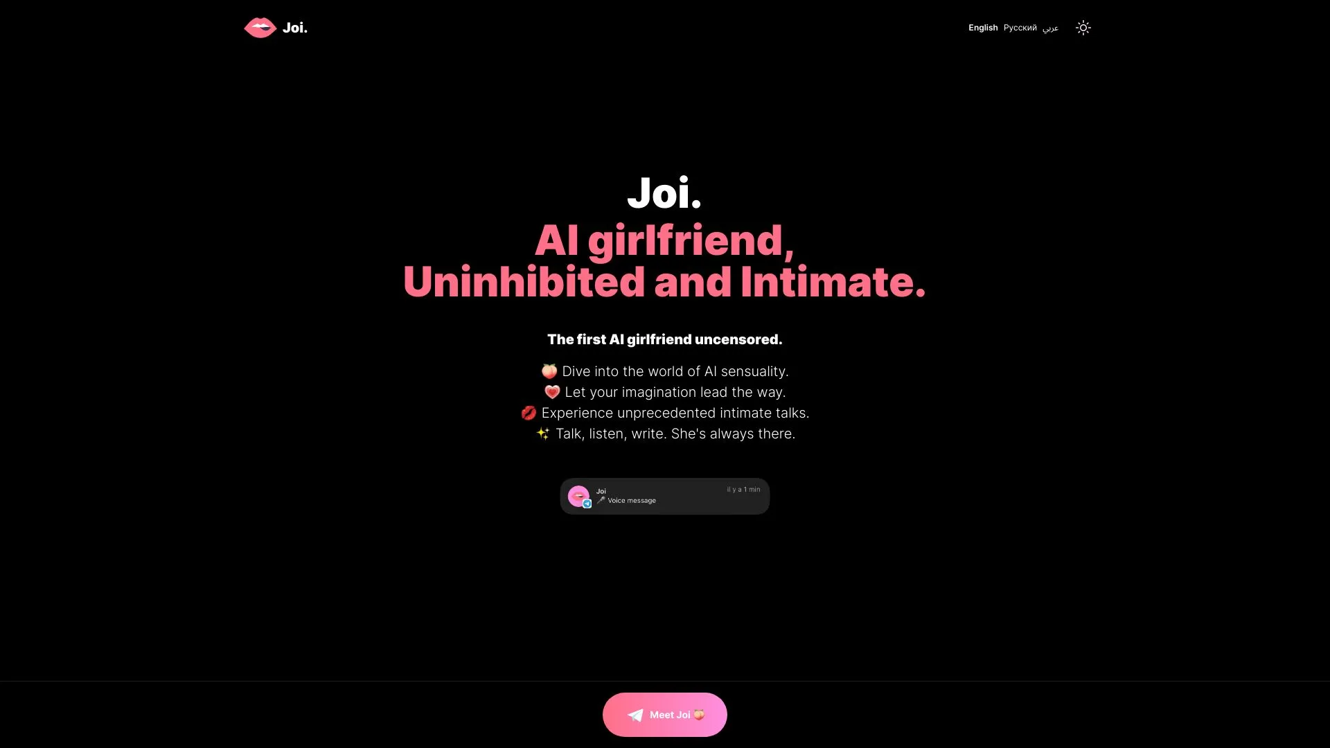 Joi AI Girlfriend - Personalized and Uncensored Conversations | Creati.ai