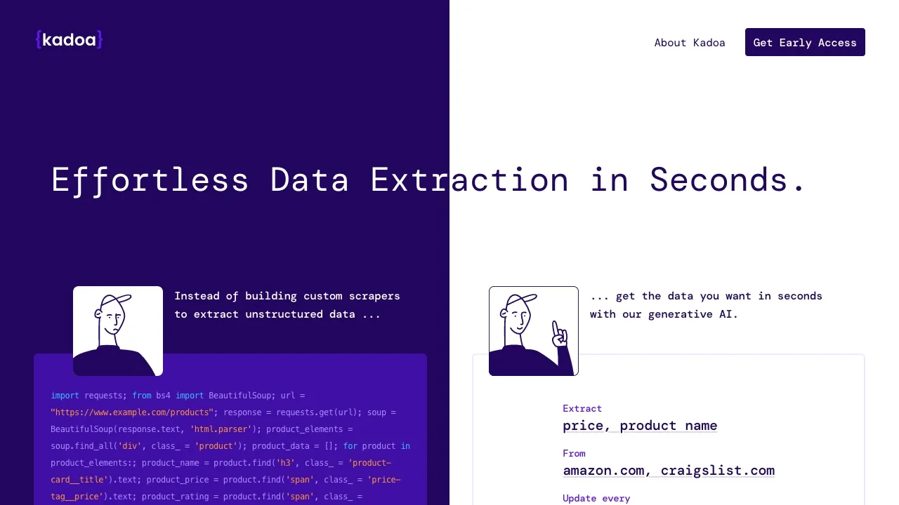 Kadoa: AI-Powered Web Scraping Tool | Creati.ai