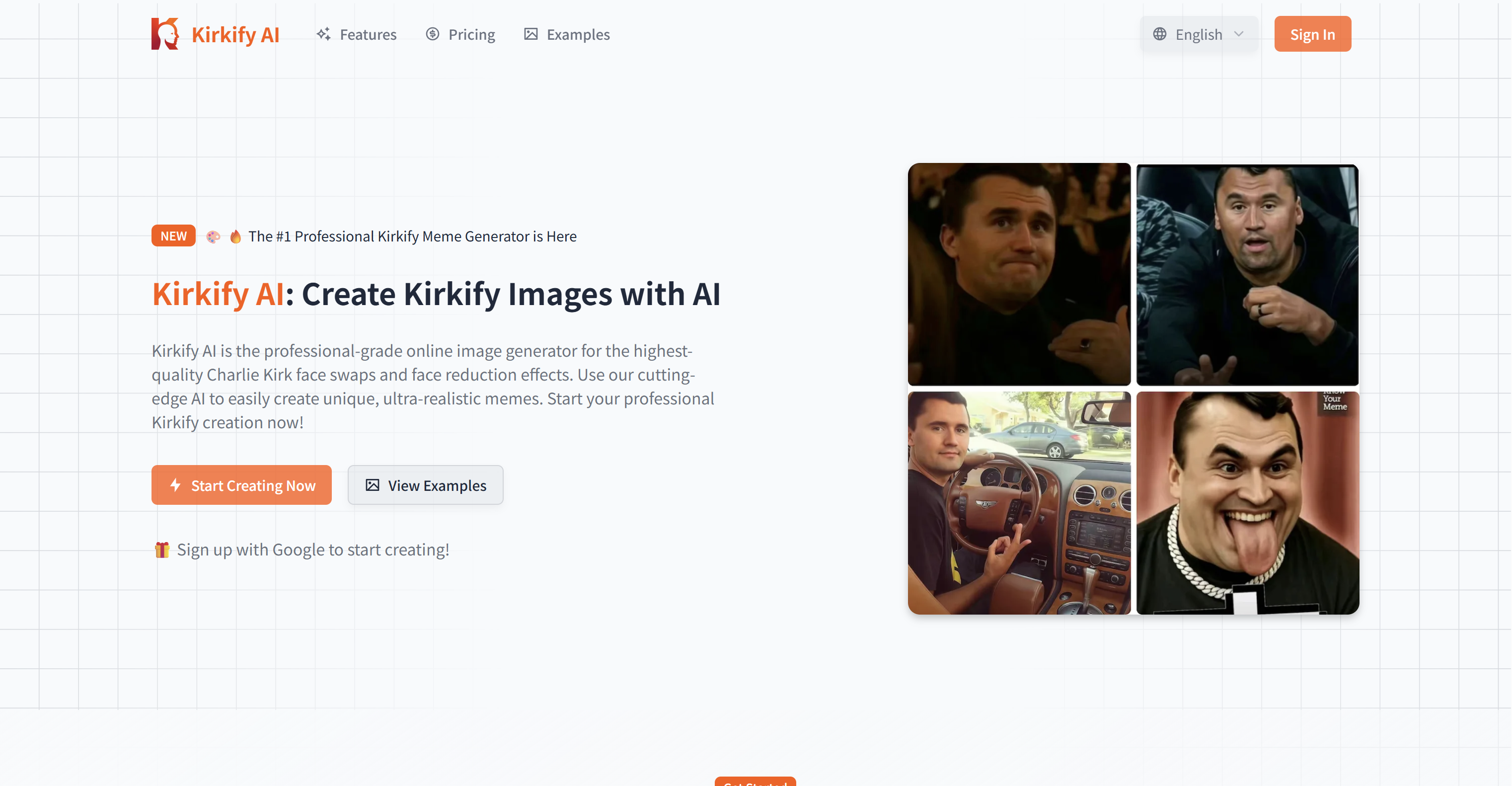 Kirkify AI - Gerador Profissional de Memes com Face Swap do Charlie Kirk | Creati.ai