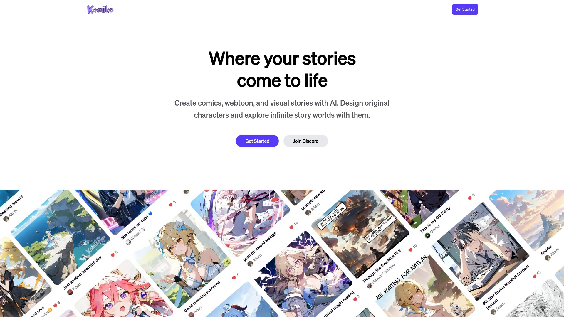 Créez des bandes dessinées et des webtoons avec IA - Komiko | Creati.ai