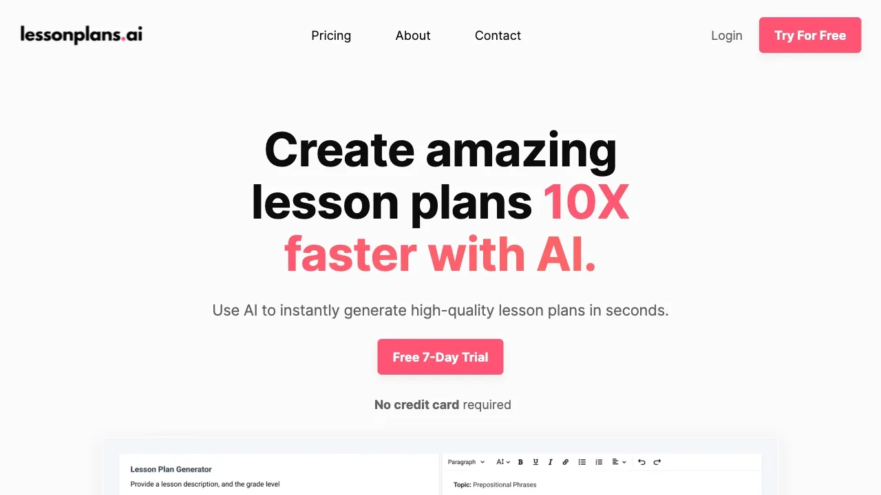 Gerador de Planos de Aula com Powered por IA - LessonPlans.ai | Creati.ai
