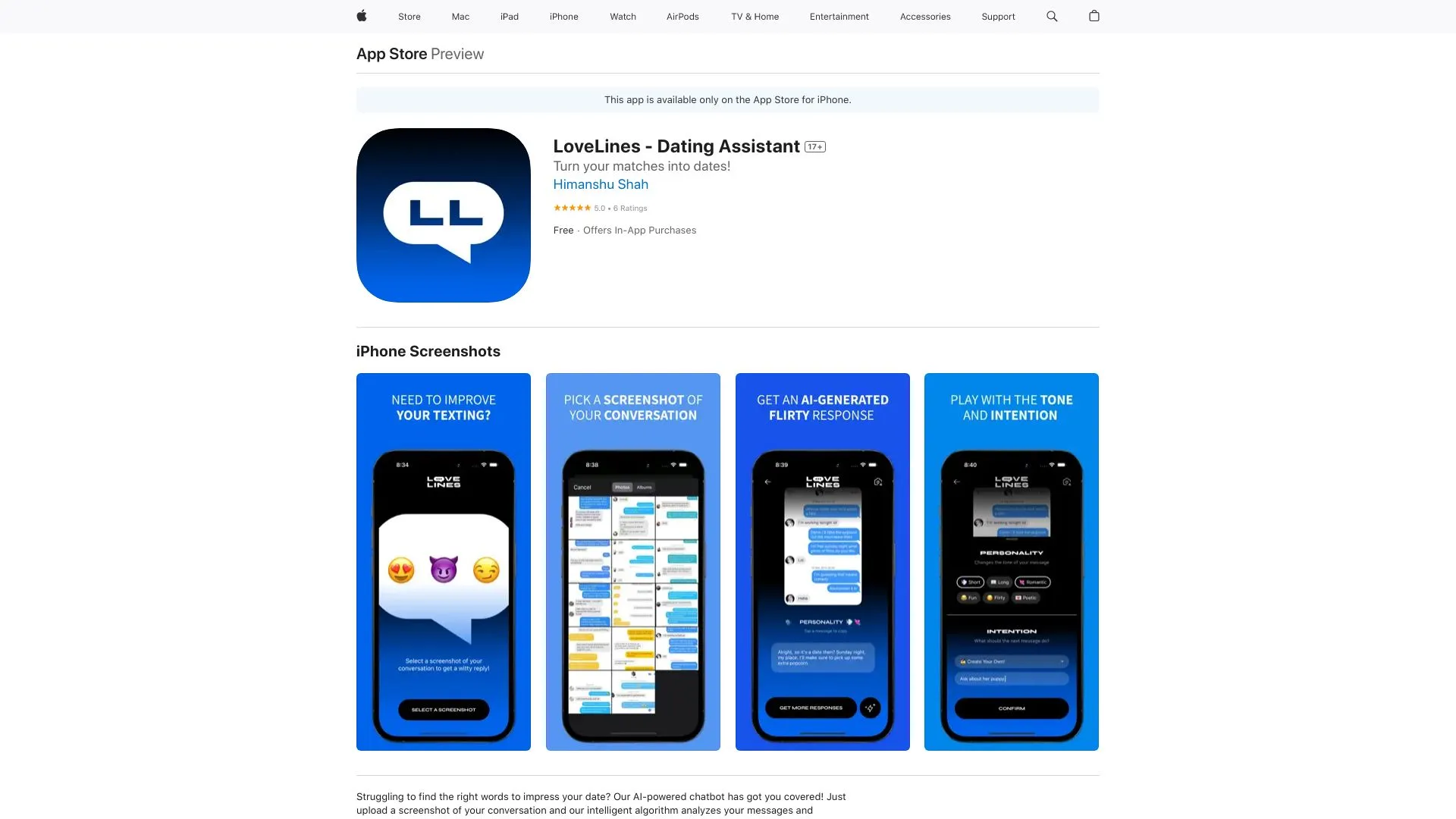 LoveLines Dating Assistant - AI-Powered Conversation Help | Creati.ai