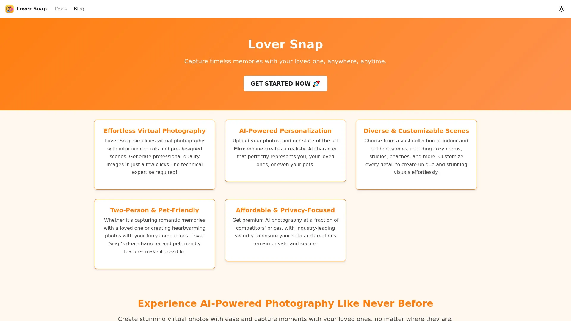 Lover Snap – Aplicación de Fotografía Virtual Impulsada por IA | Creati.ai