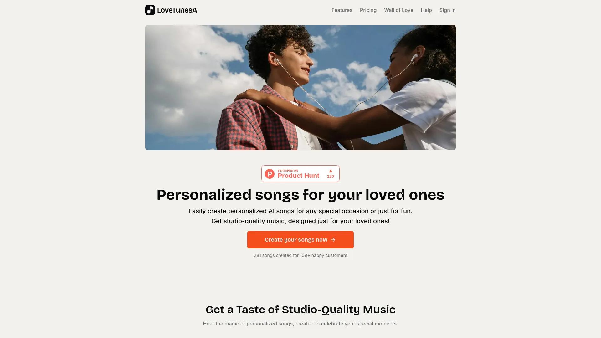 LoveTunesAI - Personalized AI Songs for Your Loved Ones | Creati.ai