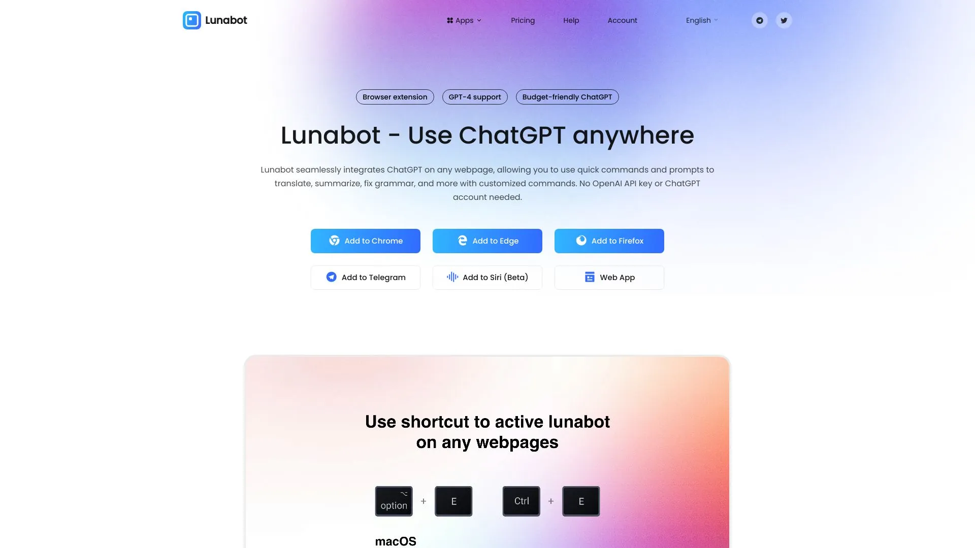 Lunabot: Asistente de IA para Navegadores y Telegram | Creati.ai