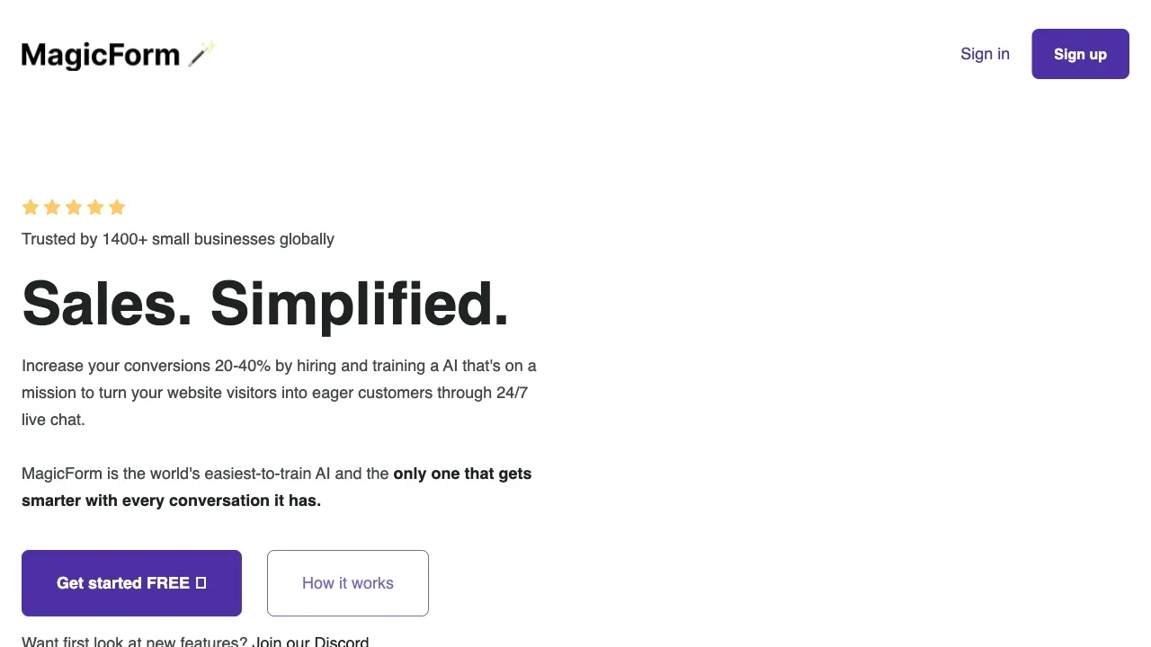 MagicForm AI: Intelligent Chatbots for Enhanced Customer Experience | Creati.ai