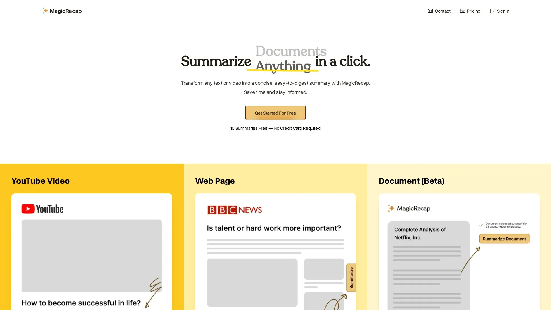 MagicRecap - AI-Powered Content Summarization Tool | Creati.ai