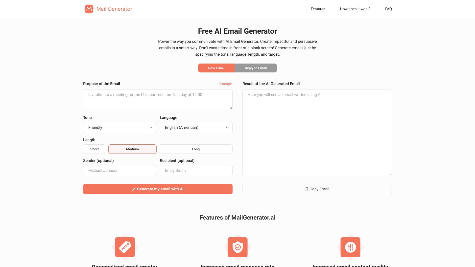 MailGenerator.ai: AI Email Generator & Writer | Creati.ai