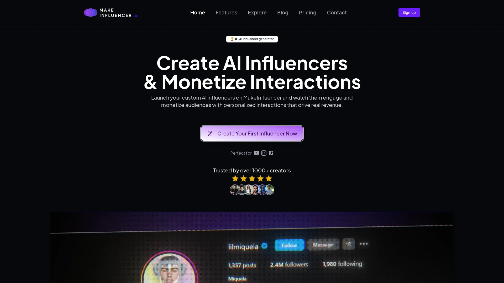 Create and Monetize AI Influencers with MakeInfluencer AI | Creati.ai