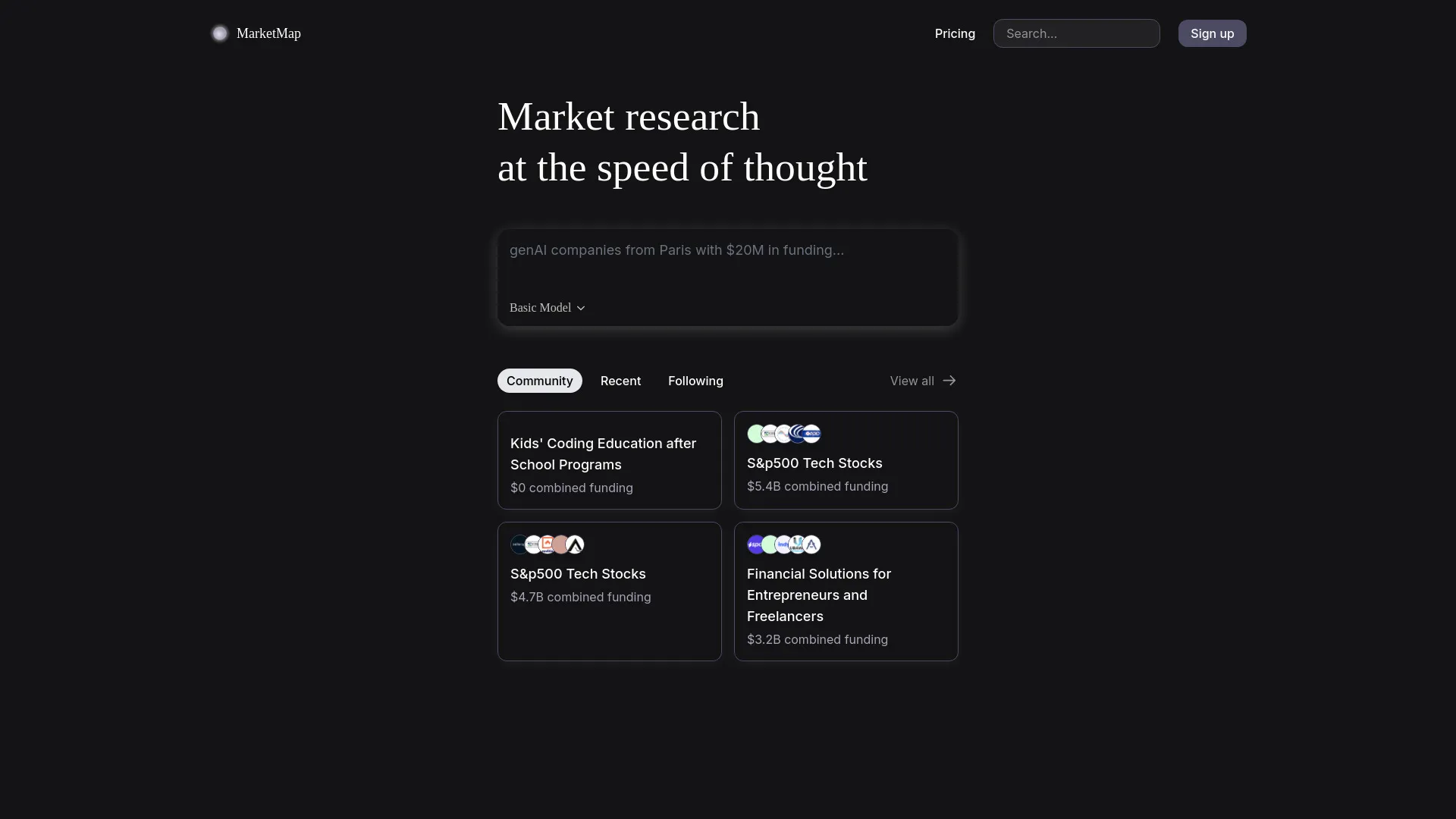 MarketMap – Investigación de mercado rápida para inversores y analistas | Creati.ai