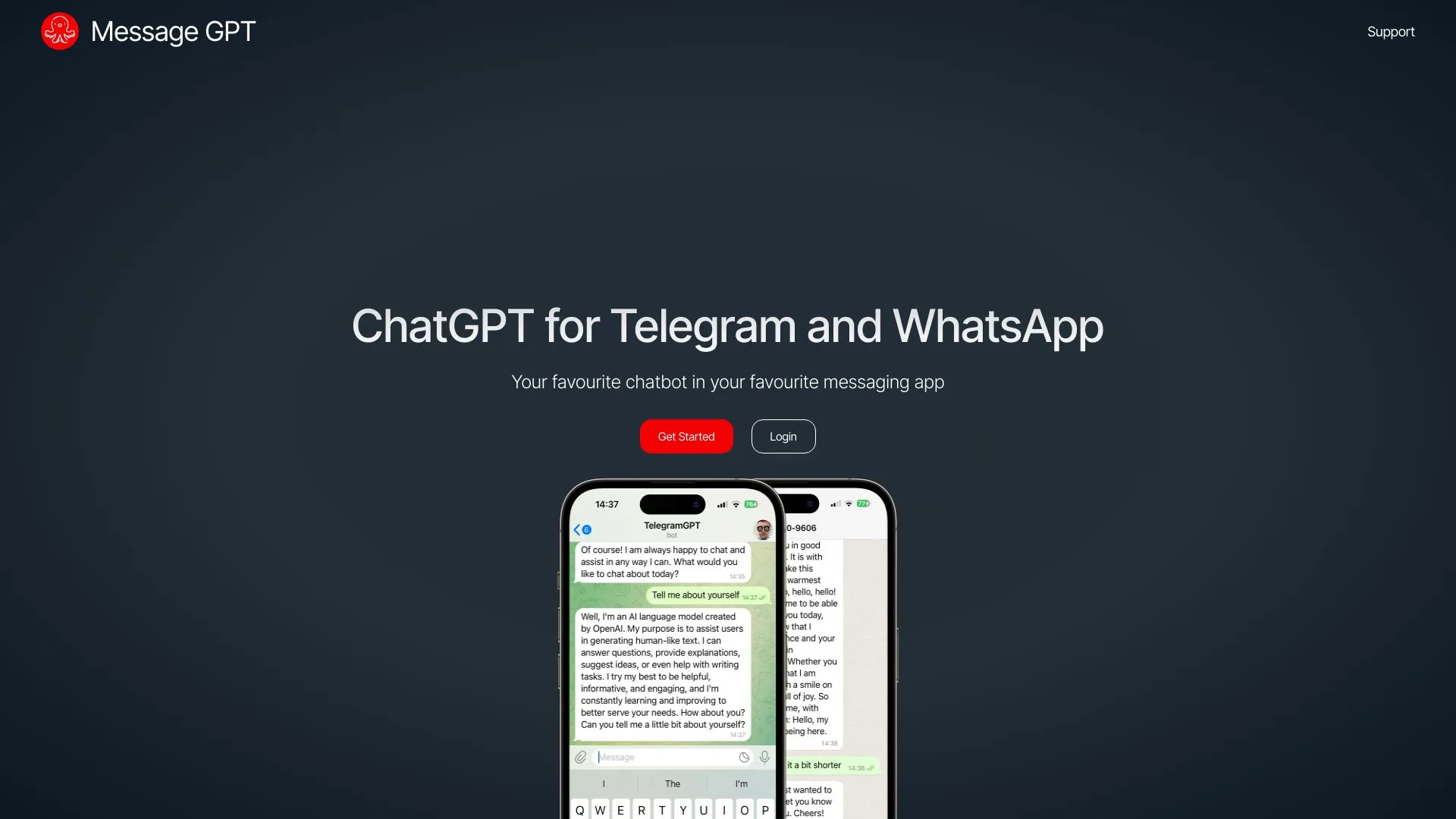 MessageGPT - AI Chatbot for WhatsApp & Telegram | Creati.ai