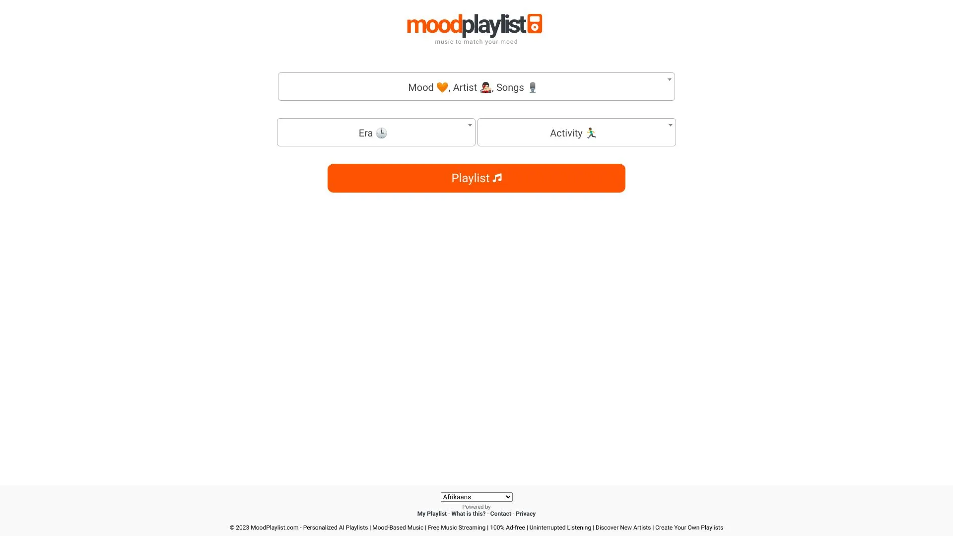 MoodPlaylist - Listas de reproducción de música personalizadas alimentadas por IA | Creati.ai