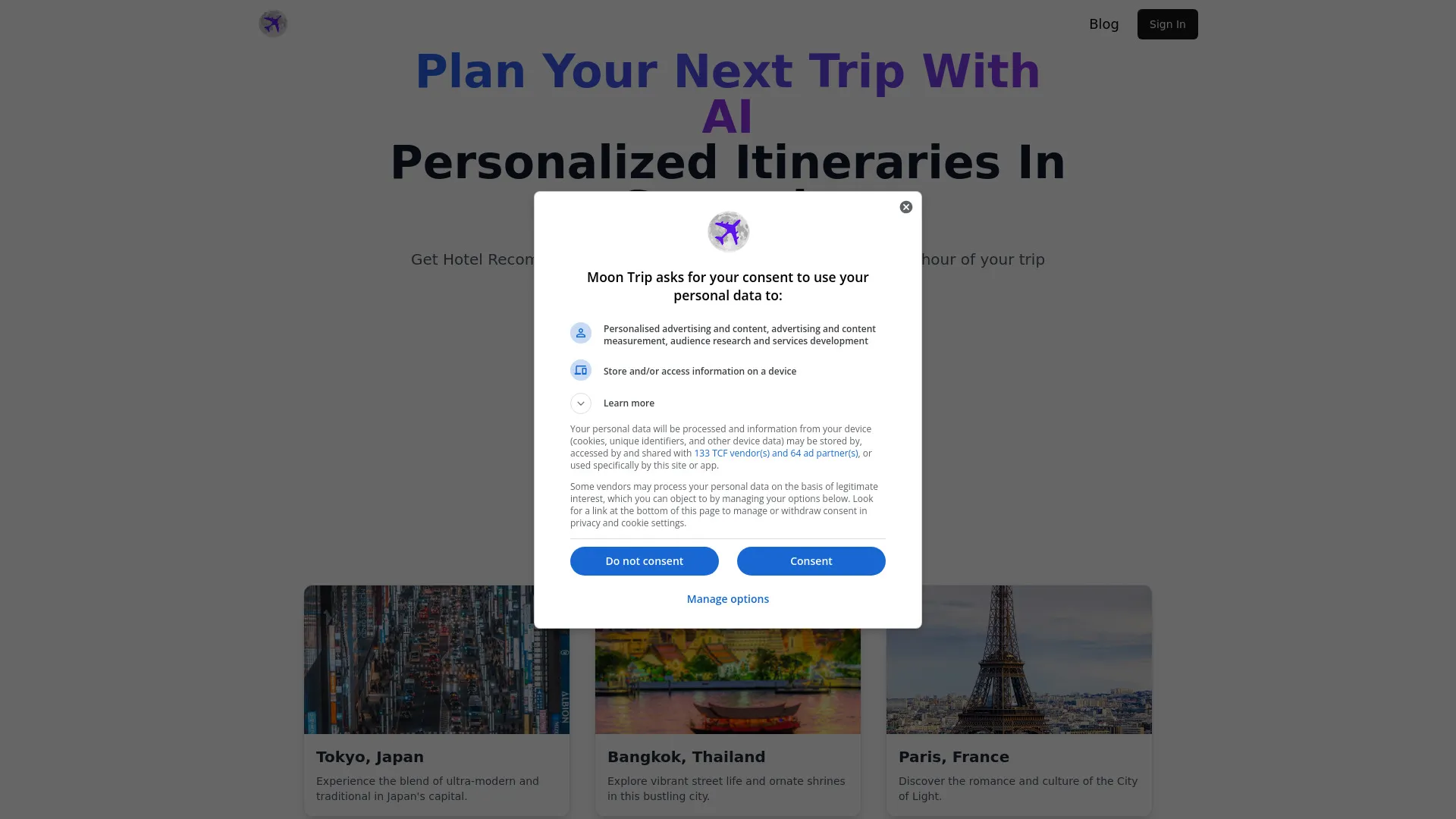 MoonTrip AI - Personalized Trip Planning & Seamless Travel | Creati.ai