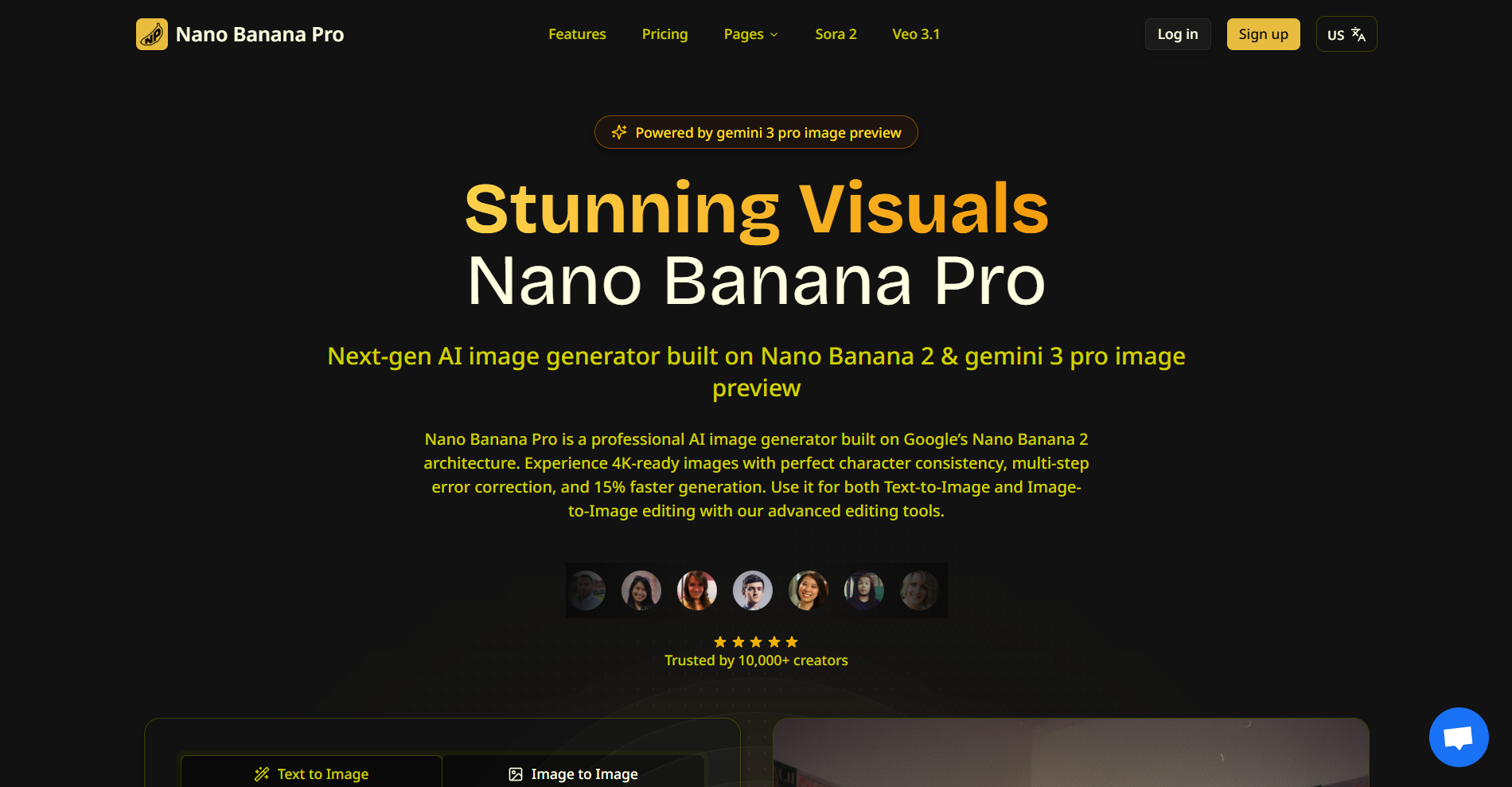 Nano Banana Pro | Fast AI Image Generator for Stunning 4K Visuals | Creati.ai