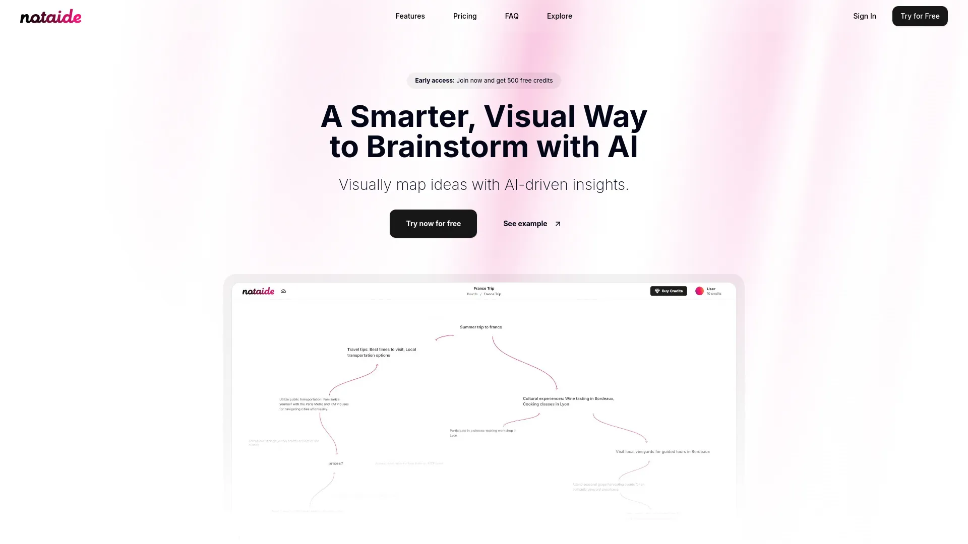 Notaide: Herramienta de Brainstorming Visual Impulsada por IA | Creati.ai