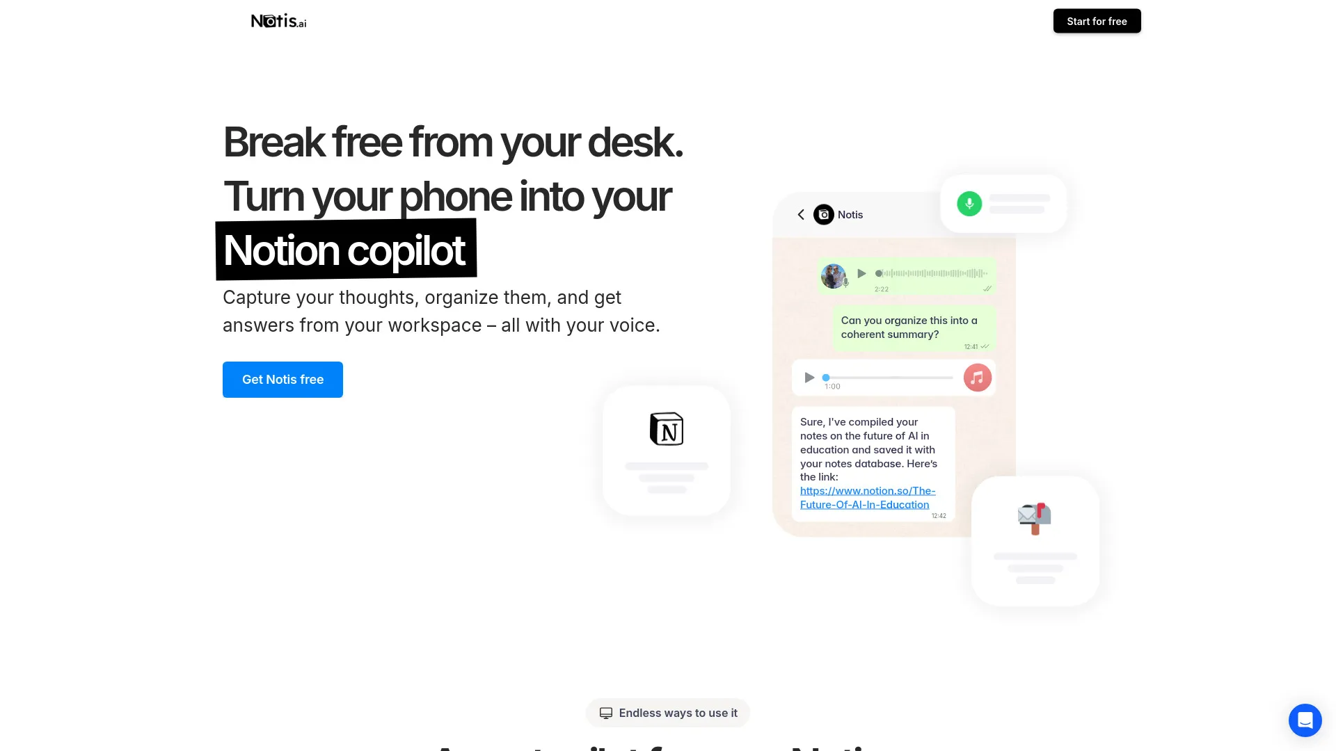 Notis AI: Voice-Activated Assistant for Efficient Notion Management | Creati.ai