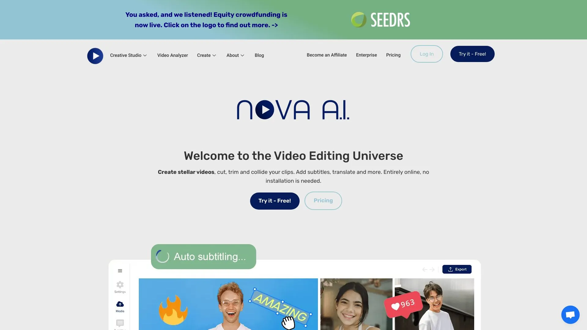 Nova A.I. - AI-Powered Video Editing Solution | Creati.ai
