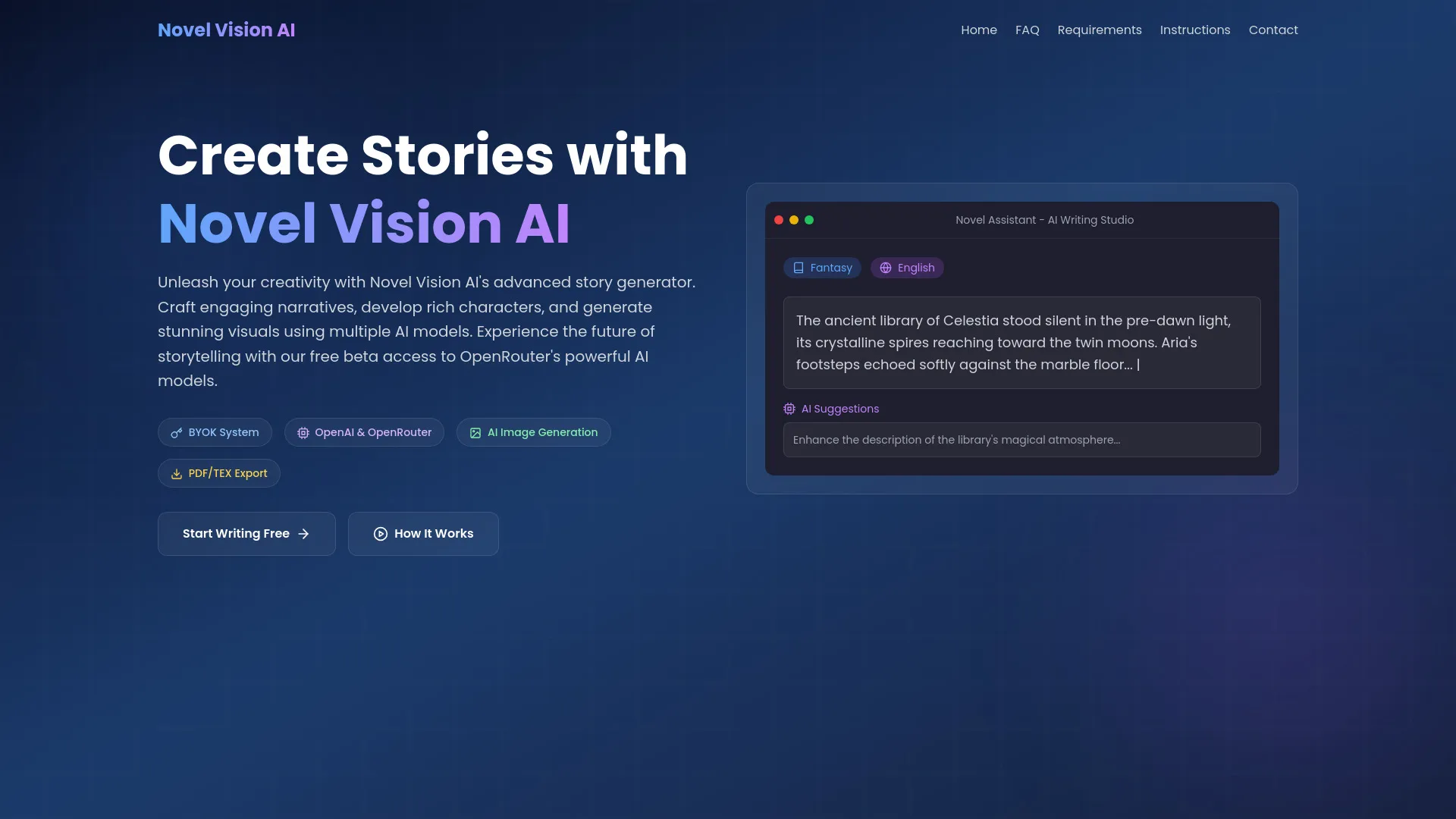 Novel Vision AI - Advanced AI Story Generator | Creati.ai