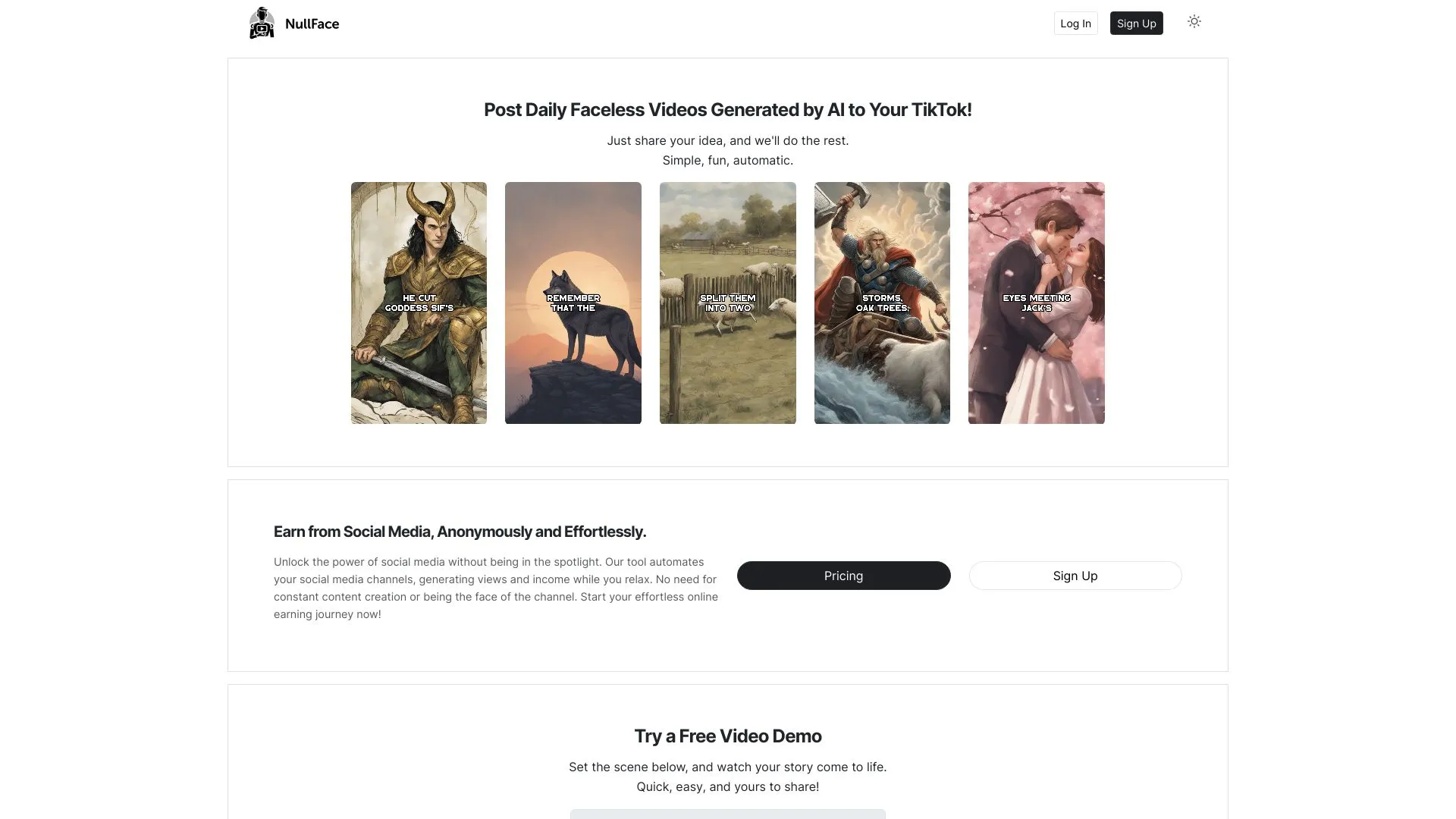 Nullface - AI-Powered Faceless Video Generation | Creati.ai