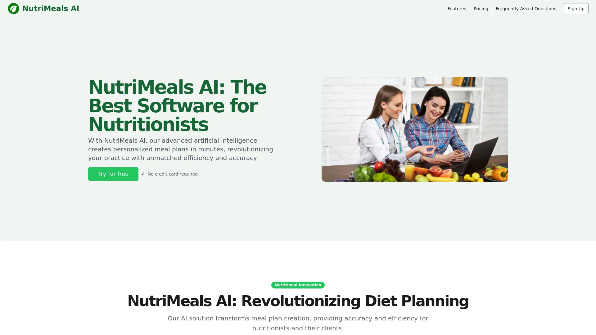 NutriMeals AI: Advanced Nutrition Planning Software | Creati.ai