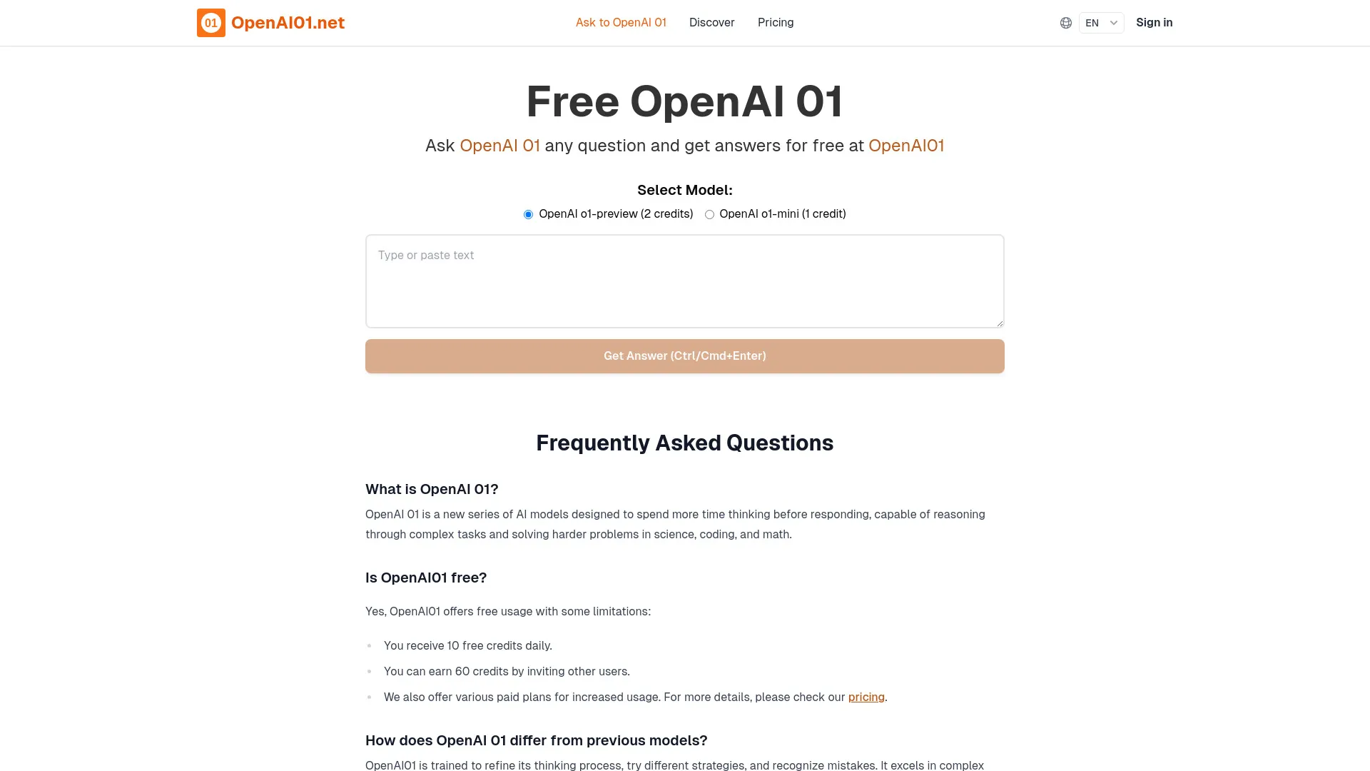 Experience Advanced AI with OpenAI 01 | Creati.ai