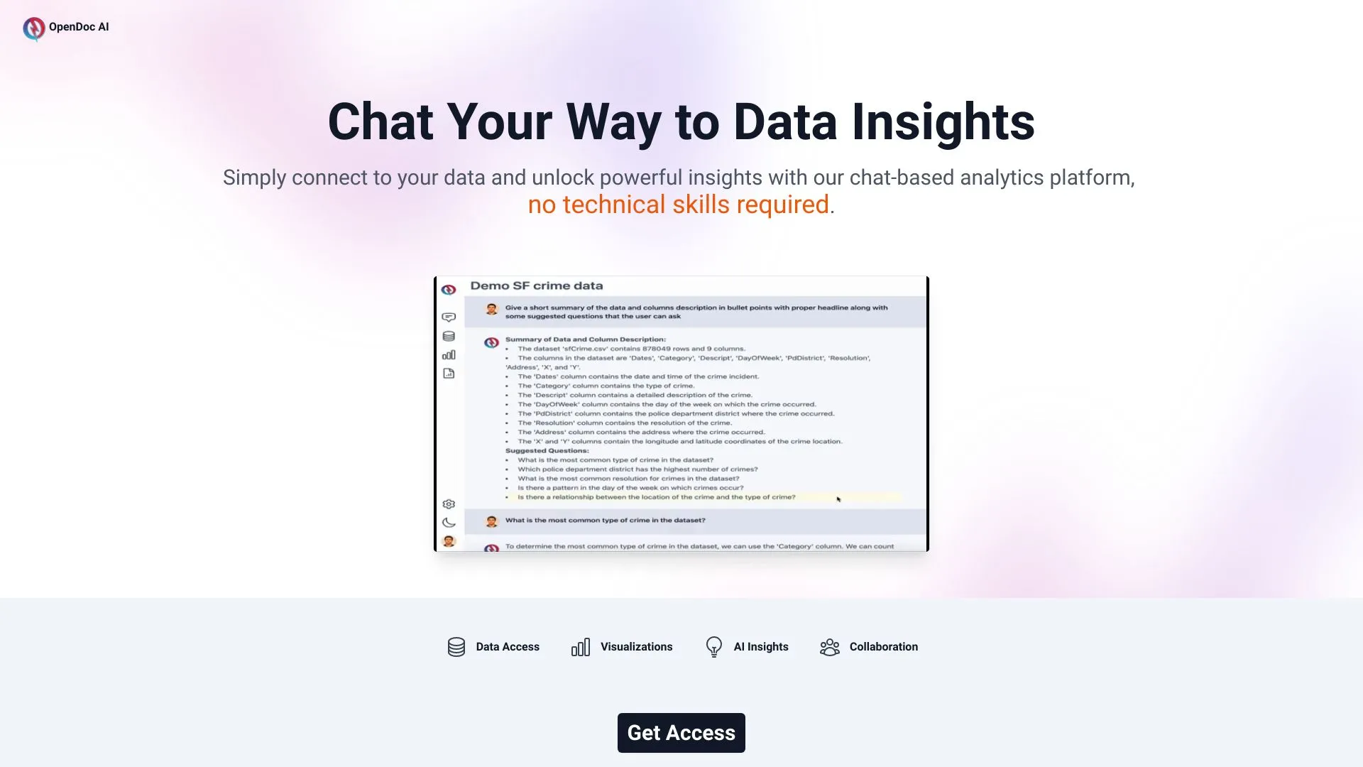 OpenDoc AI: Chat-Based Analytics & Generative AI Insights | Creati.ai