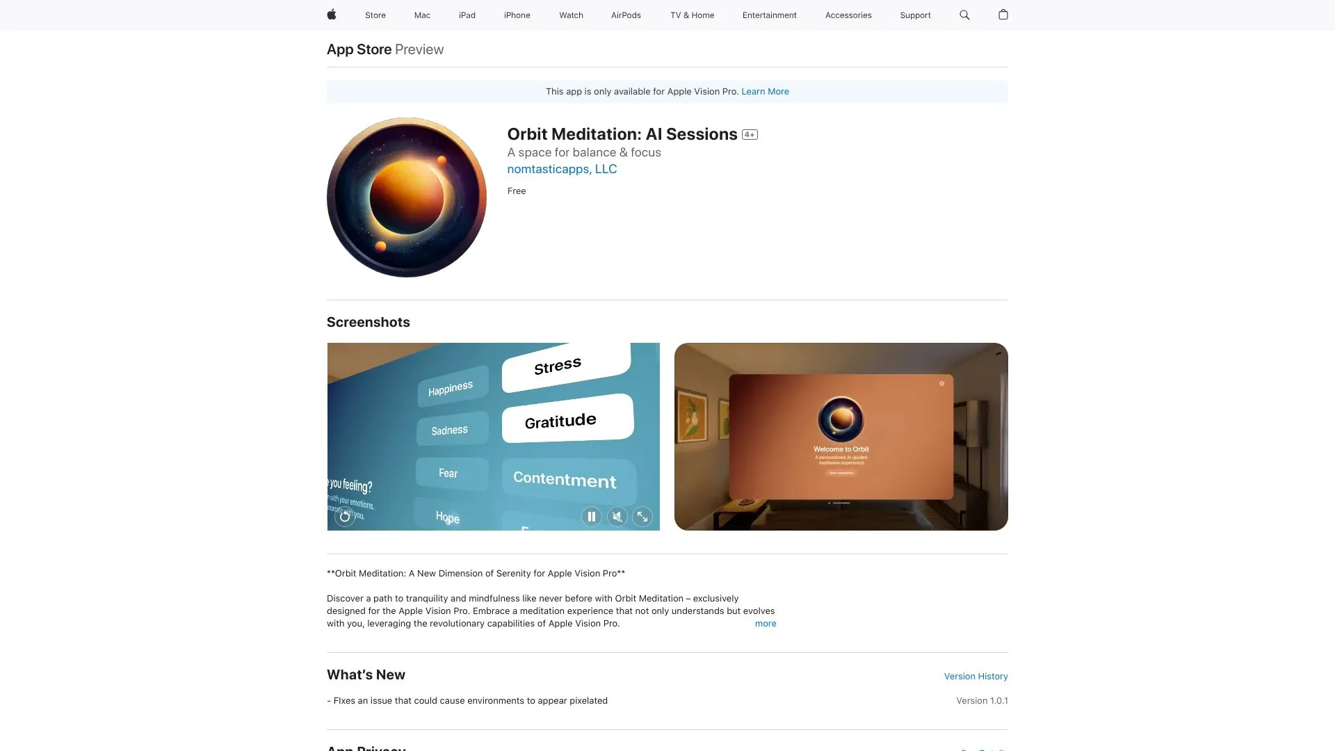 Orbit Meditation: AI-Powered Sessions for Apple Vision Pro | Creati.ai