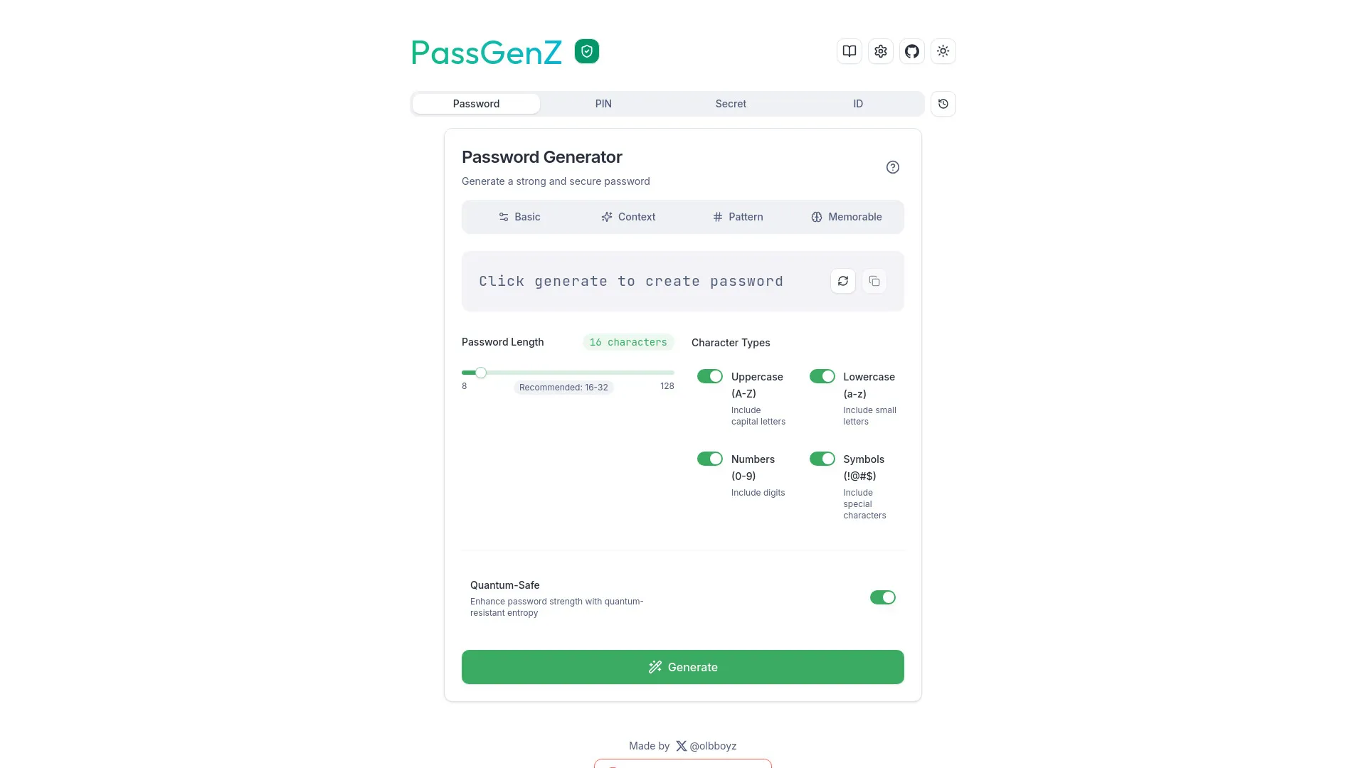 PassGenz: Generate Quantum-Safe Passwords Instantly | Creati.ai