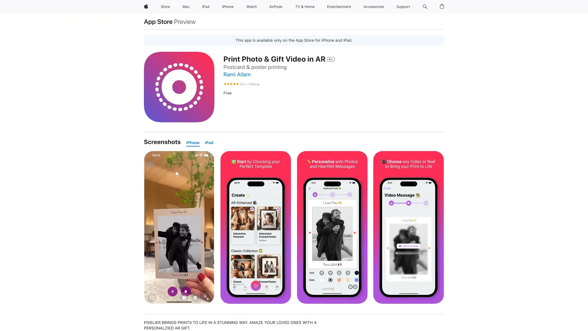 Pixelier - Crea postales y carteles de fotos AR | Creati.ai