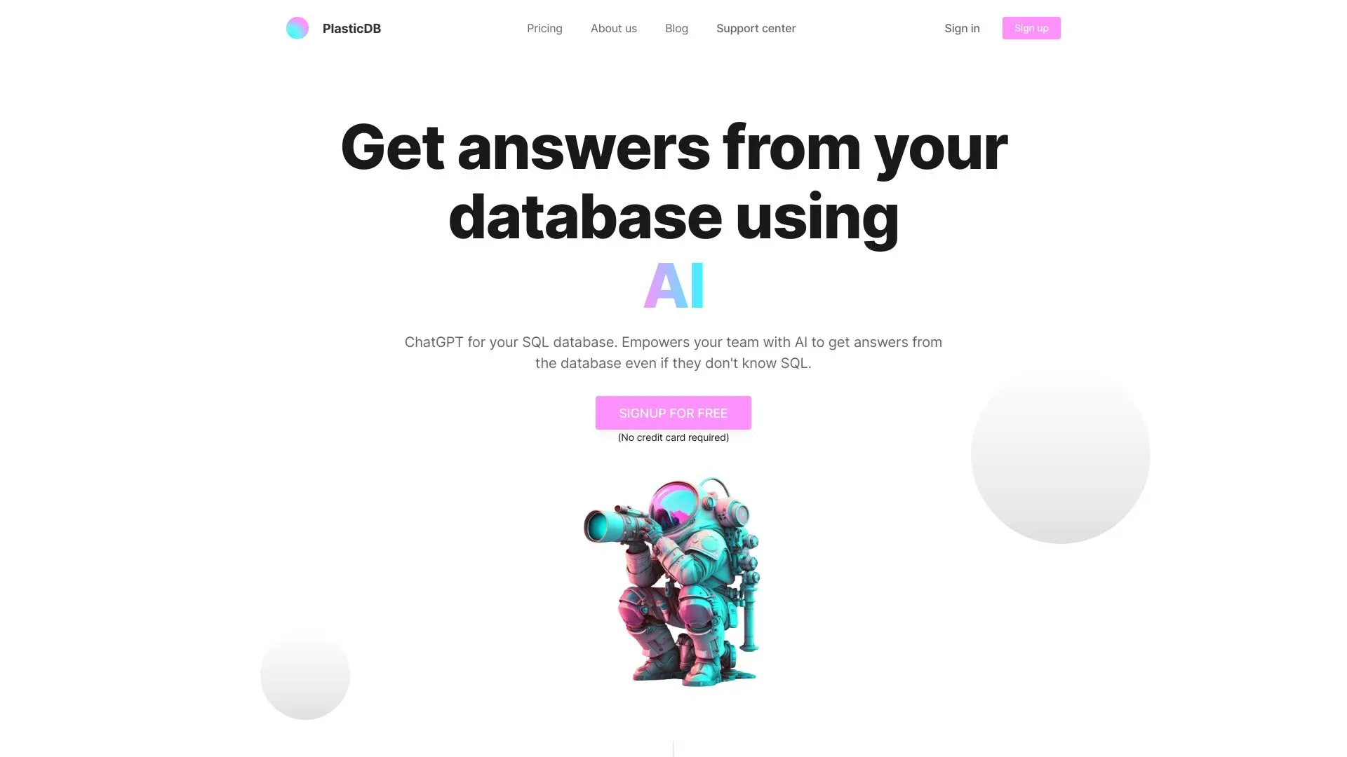 PlasticDB: AI-Powered Database Query Tool | Creati.ai