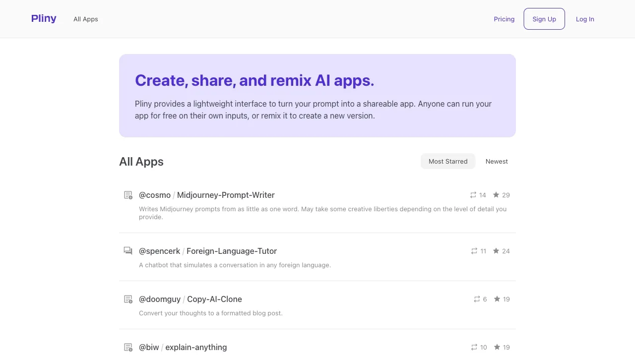 Create and Share Apps Effortlessly with Pliny | Creati.ai