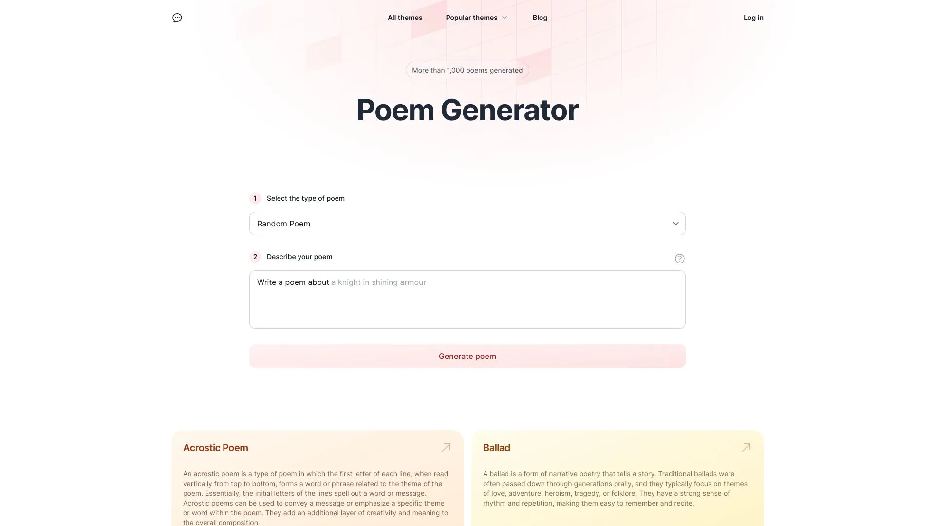 AI Poem Generator and Rhyming Dictionary - Poetry.tips | Creati.ai