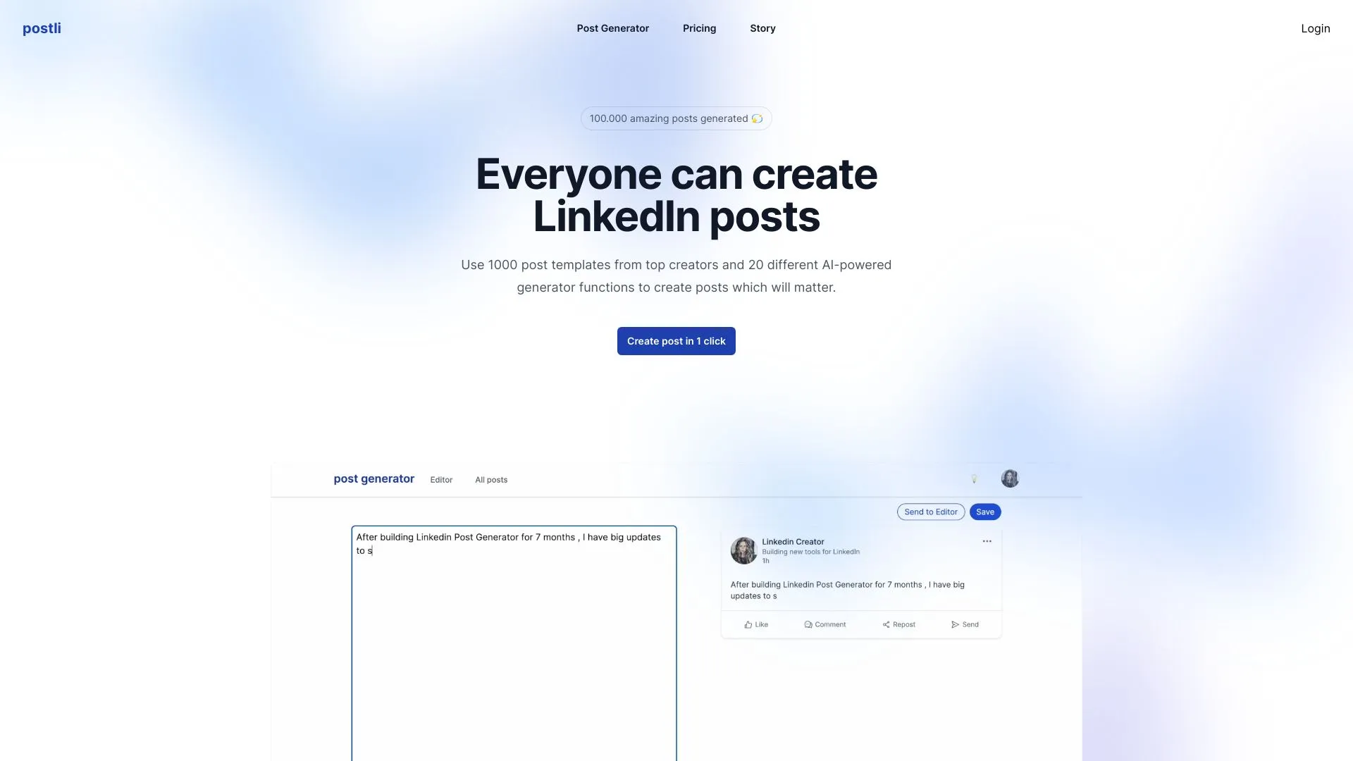 Postli - AI-Driven LinkedIn Post Creation Tool | Creati.ai