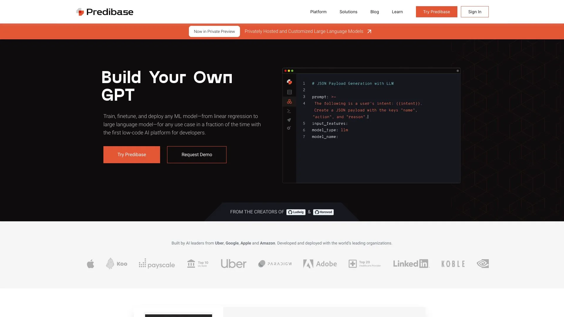 Predibase - Fine-Tuning and Serving Open-Source LLMs on Scalable Infrastructure | Creati.ai